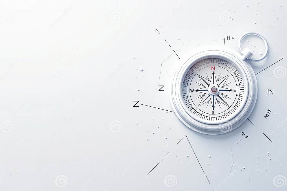 A Simple, Clean Image Featuring a White Compass with Black Markings on ...
