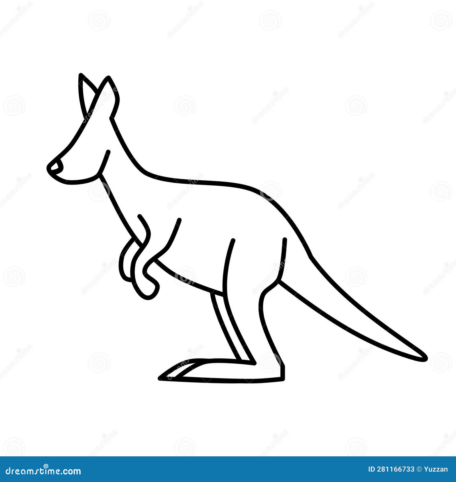 Kangaroo Outline Drawing. Hand Drawing. Black And White Image Isolated ...