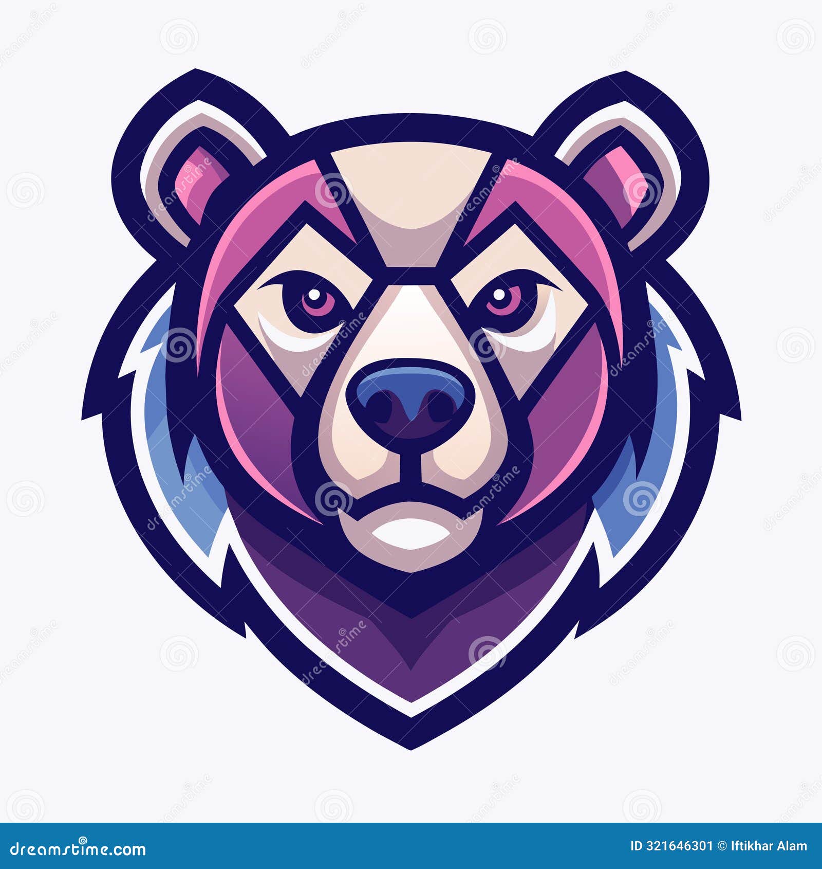 A Simple, Clean-lined Illustration of a Symmetrical Bear Face ...