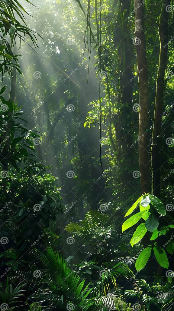 Simple, Clean Lines of Tropical Rainforest. Stock Illustration ...