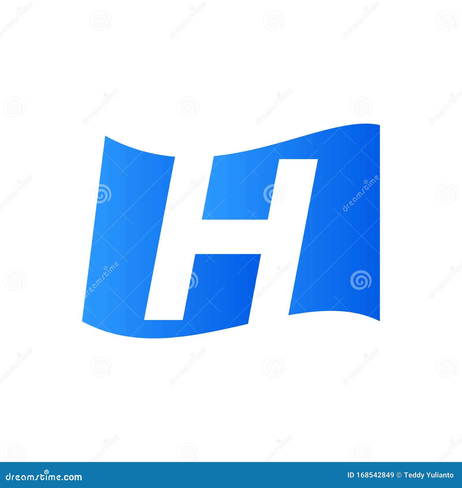 Initial logo H Blue flag stock vector. Illustration of background ...