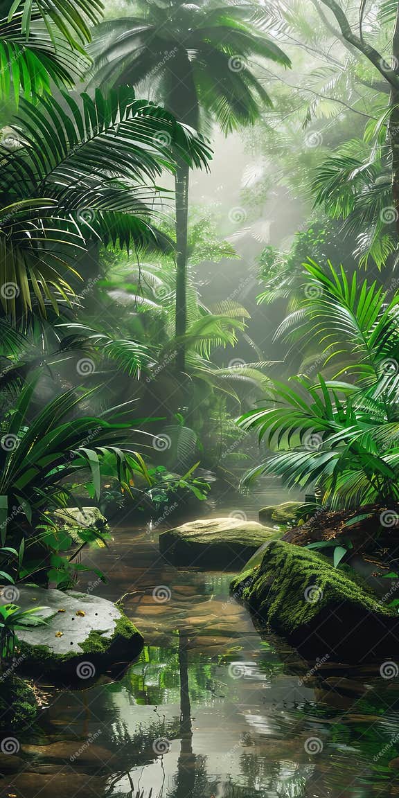 Simple, Clean Rainforest Scene. Stock Illustration - Illustration of ...