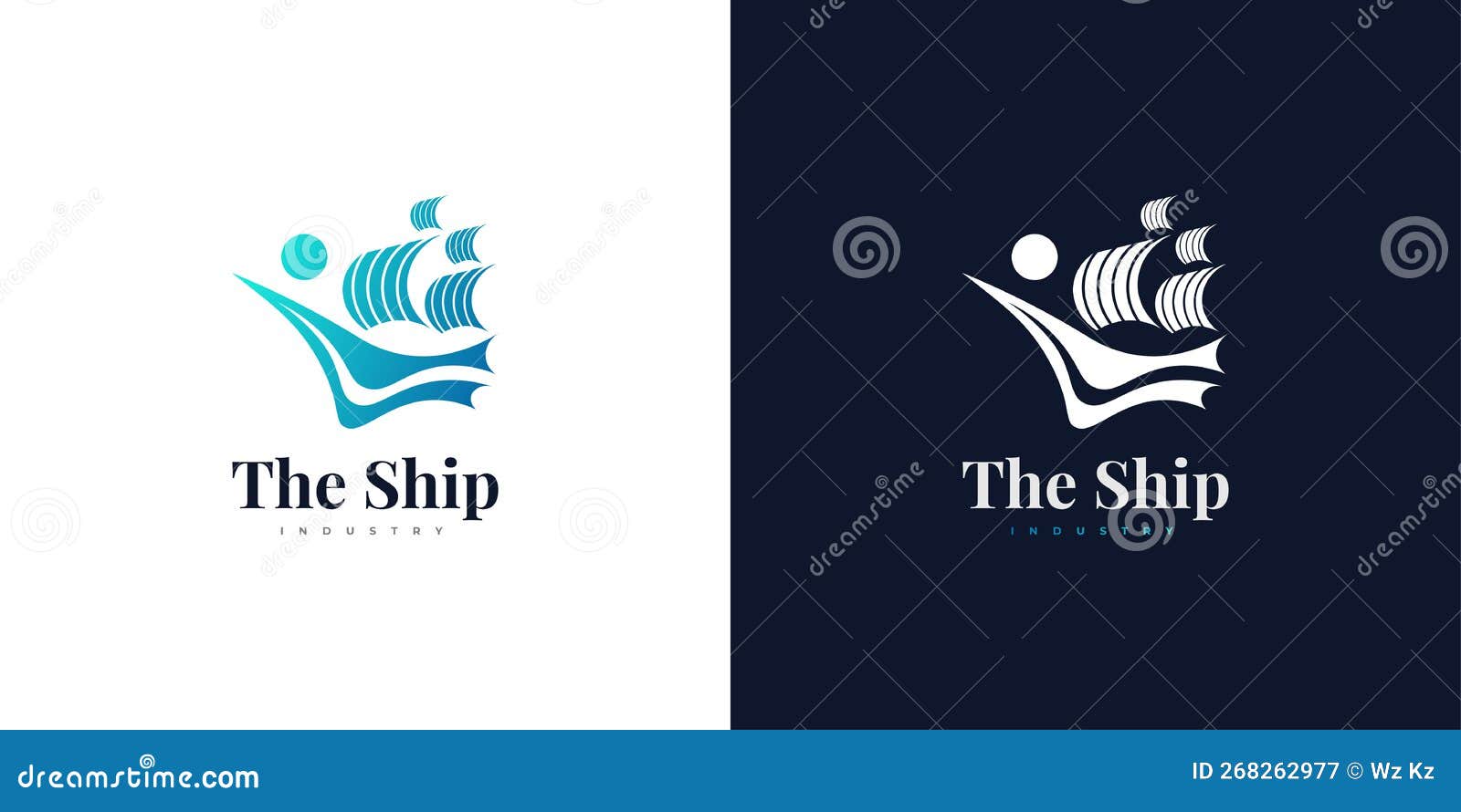Simple and Clean Ship Logo Design in Blue and Green Gradient Style ...