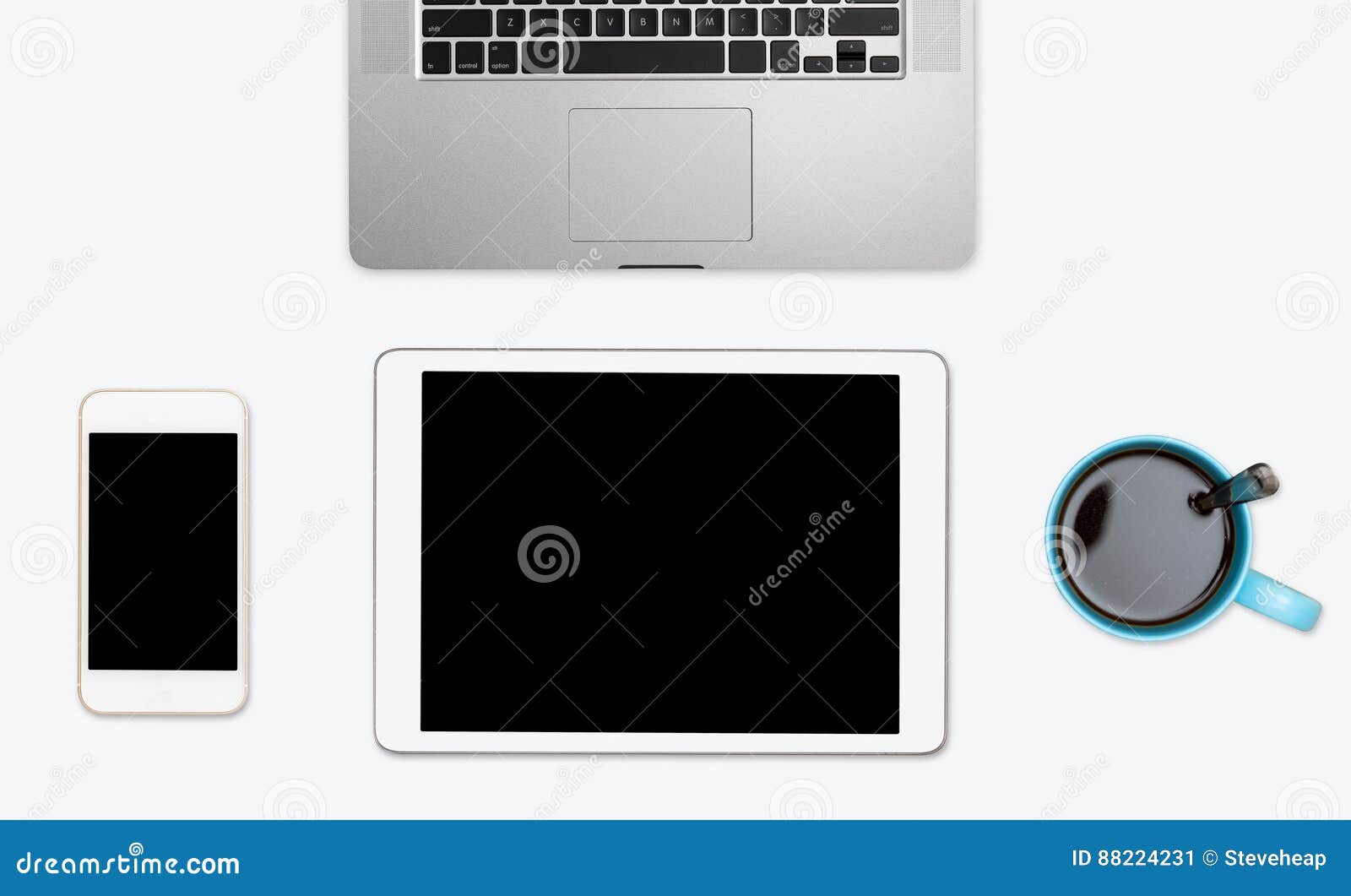 Simple Clean White Desktop with Electronic Equipment Stock Image ...