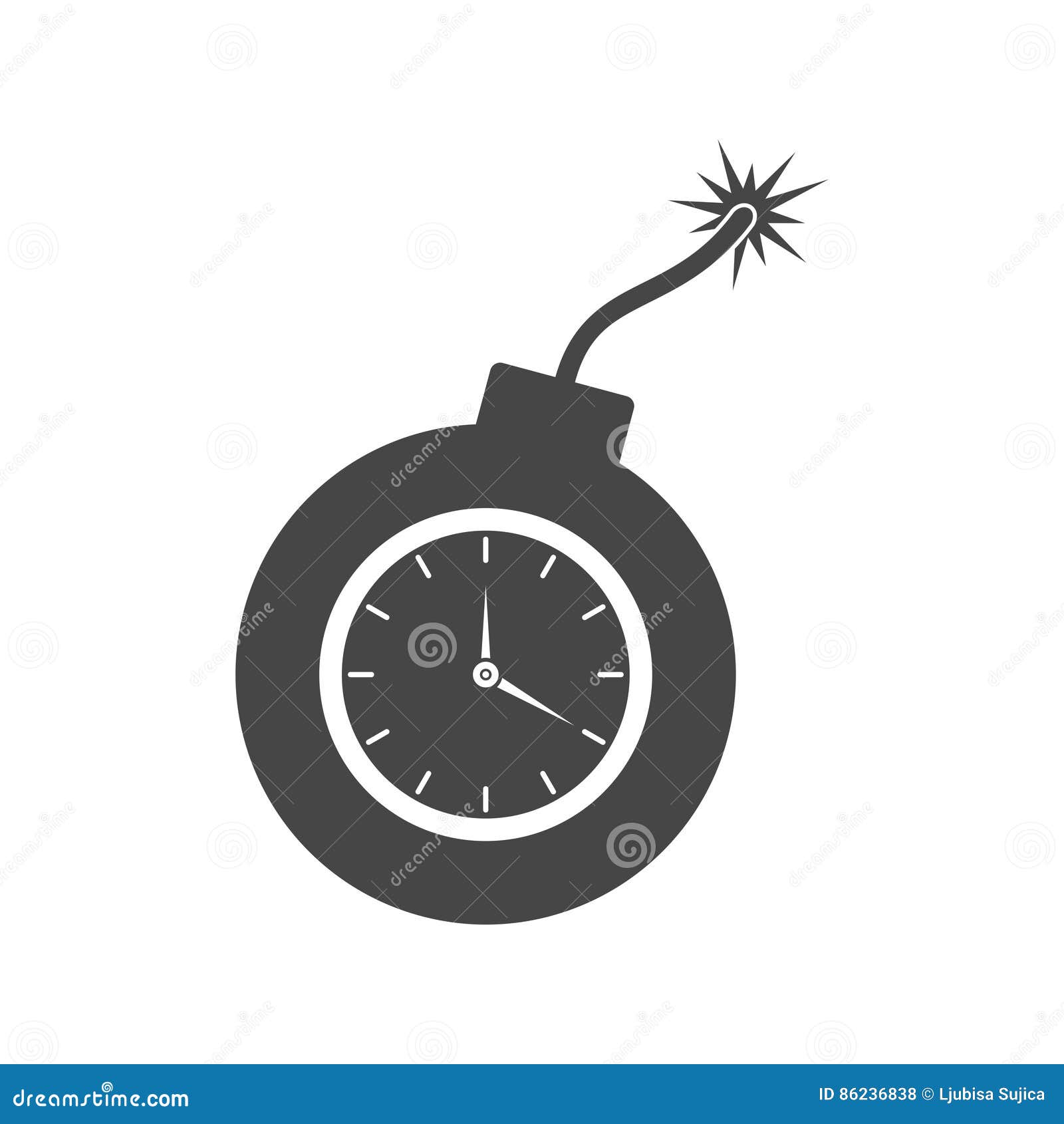 Simple clock bomb icon stock vector. Illustration of painting - 86236838