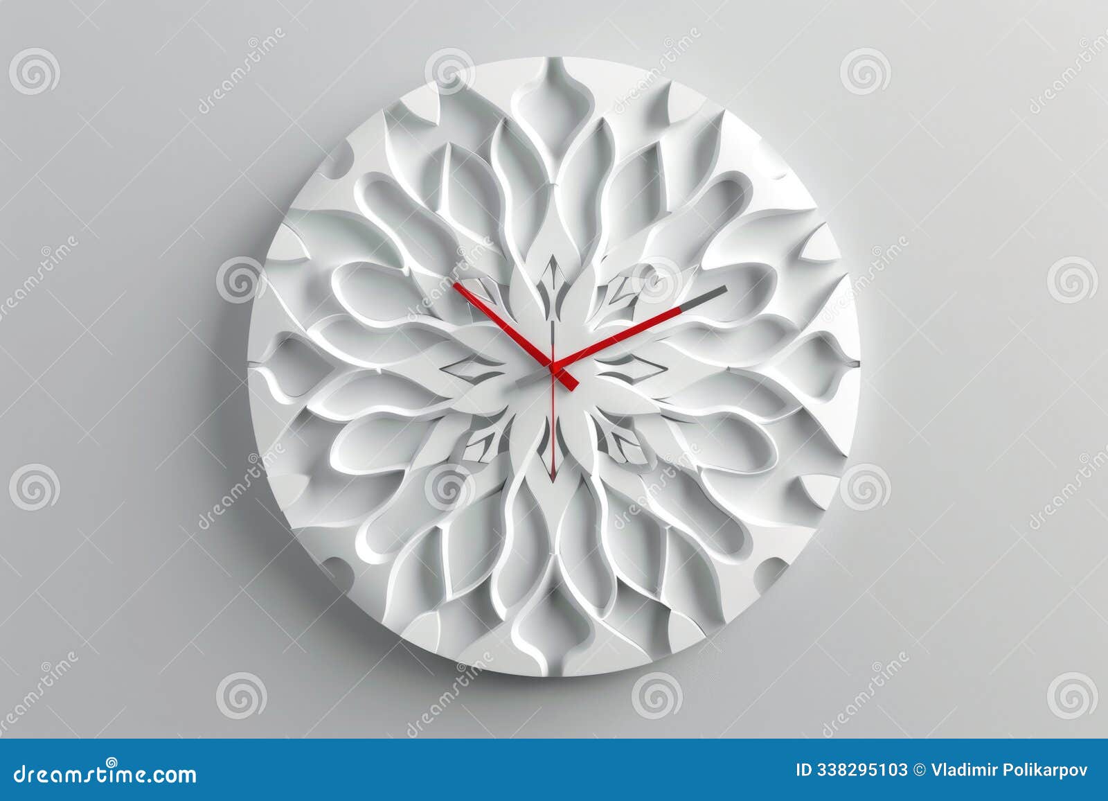 A Simple Clock Face with Red Hour and Minute Hands on a White ...