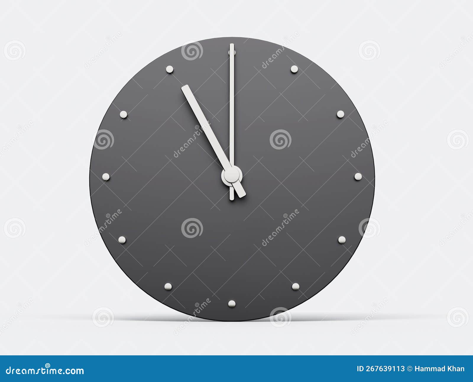 Simple Clock Gray Eleven 11 O Clock. Modern Minimal Clock. 3D ...