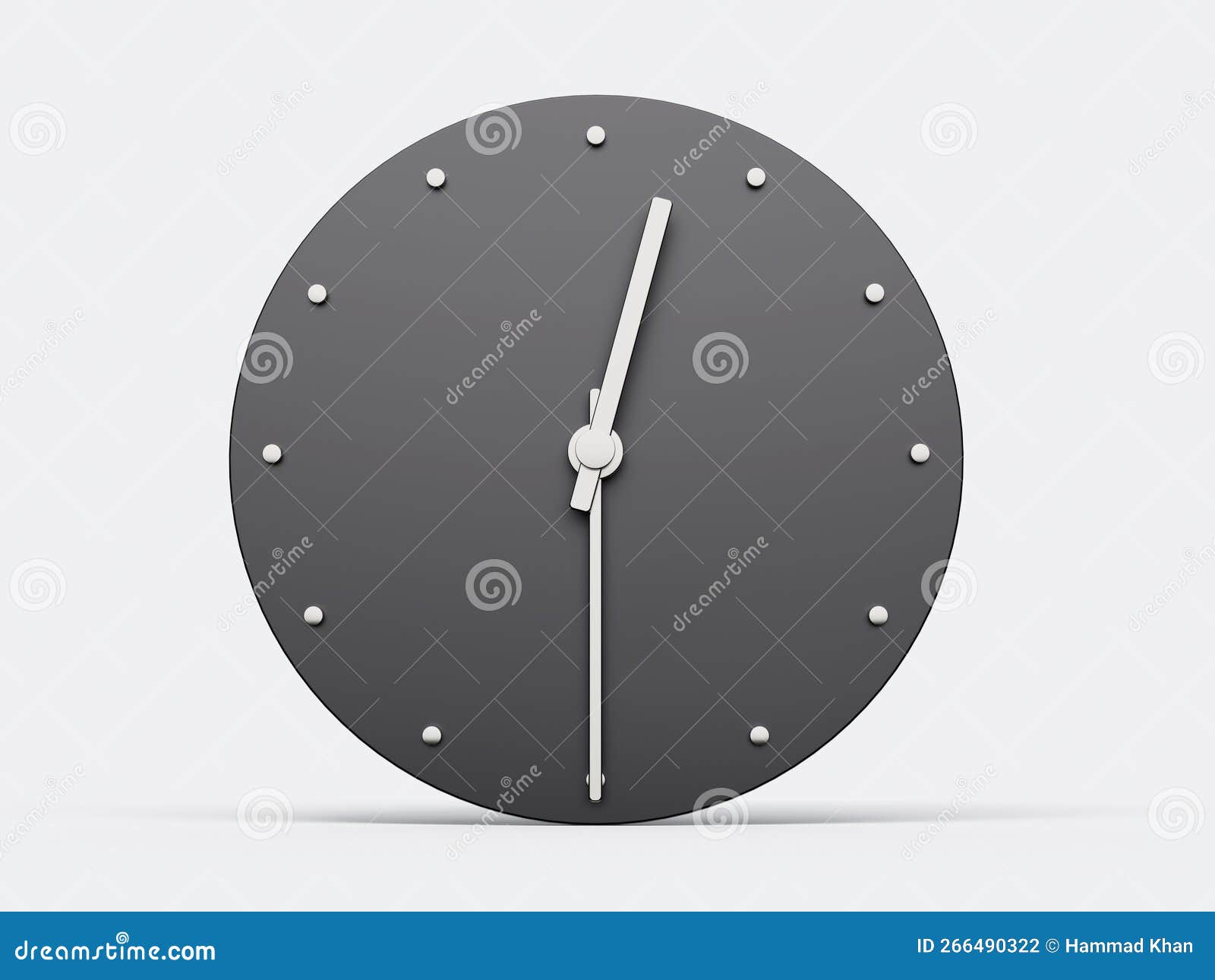 Simple Clock Gray 12:30 Half Past 12 O Clock. Modern Minimal Clock. 3D ...