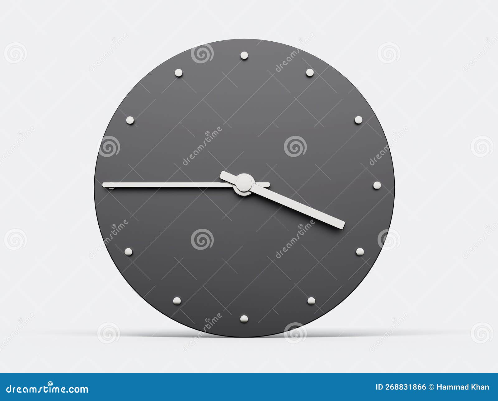 Simple Clock Gray 3:45 O Clock or Three Forty Five Modern Minimal Clock ...