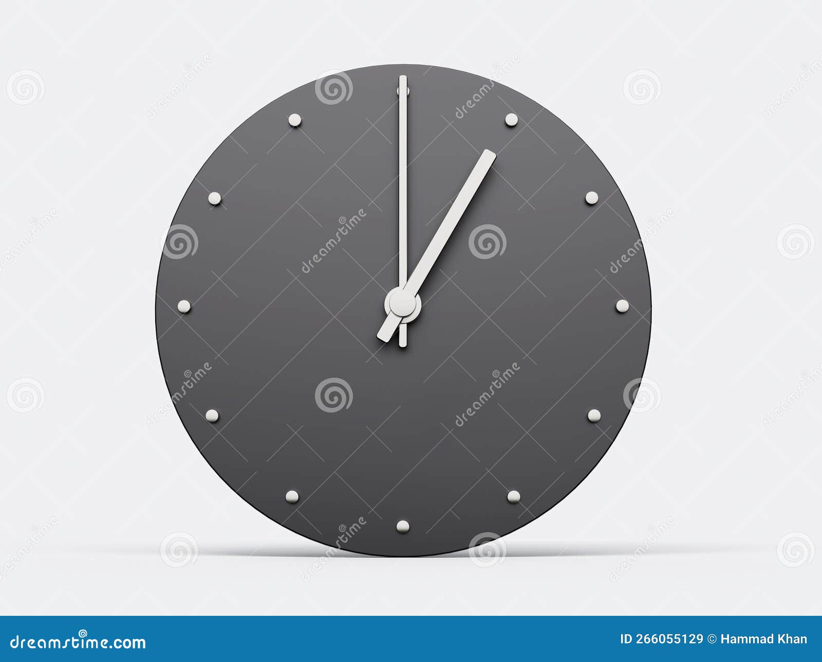 Simple Clock Gray 1 One O Clock. Modern Minimal Clock. 3D Illustration ...