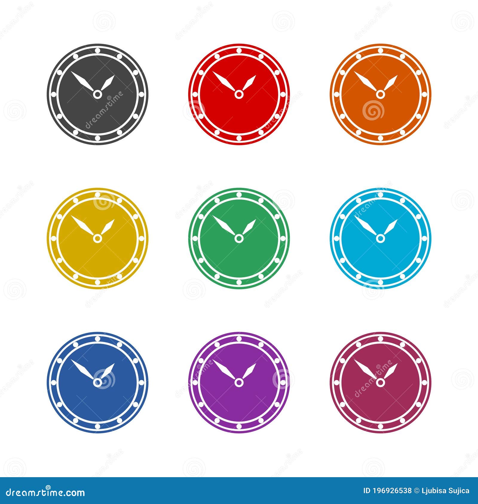 Simple Clock Icon, Color Set Isolated on White Stock Vector ...