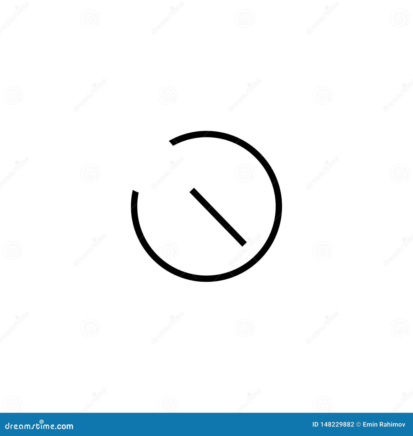 Simple Clock Icon with One Arrow Stock Illustration - Illustration of ...