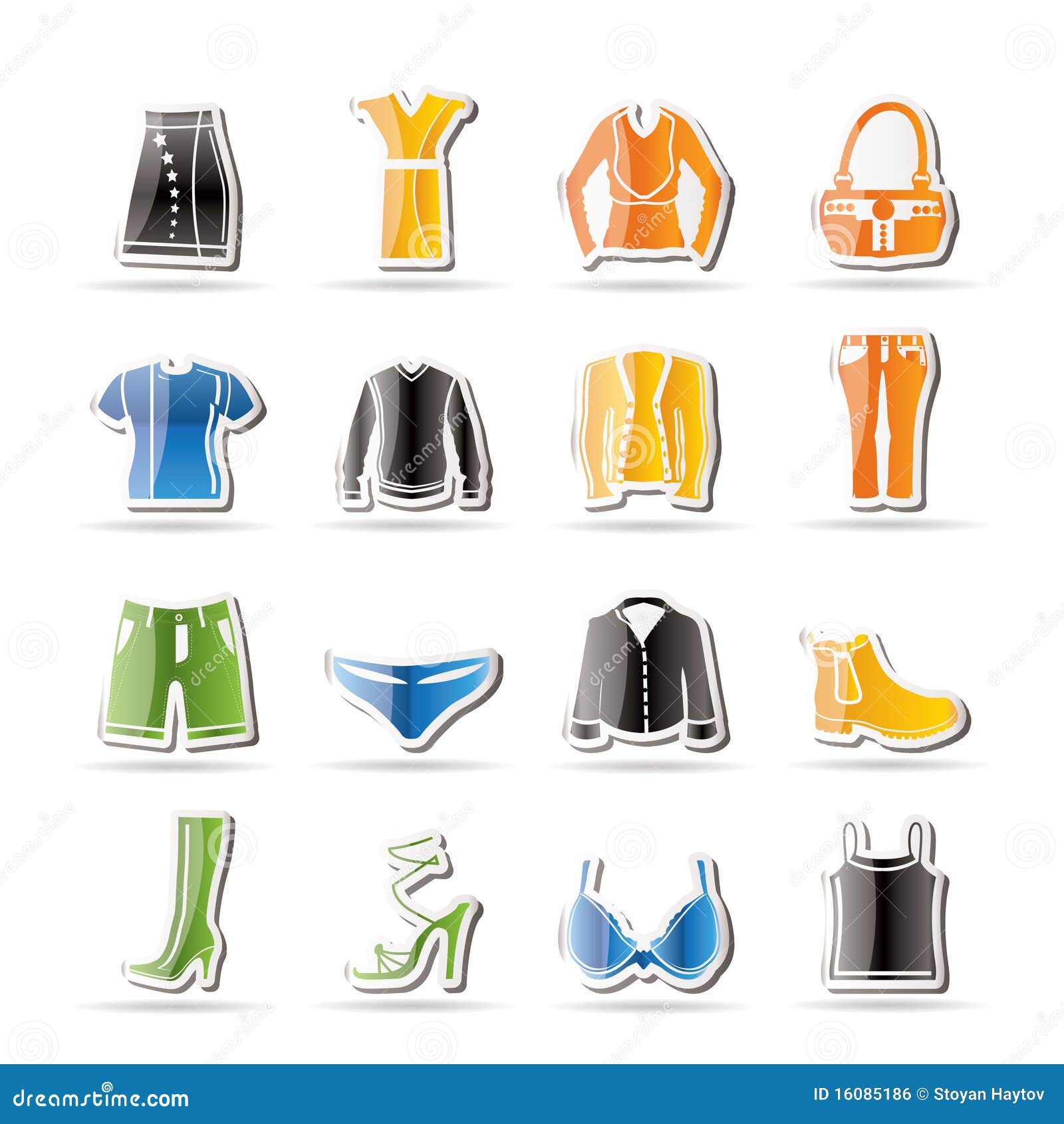 Simple Clothing and Dress Icons Stock Vector - Illustration of chemise ...