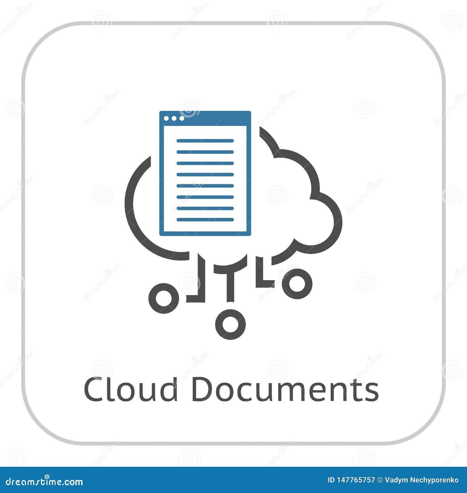 Simple Cloud Documents Vector Line Icon Stock Illustration ...