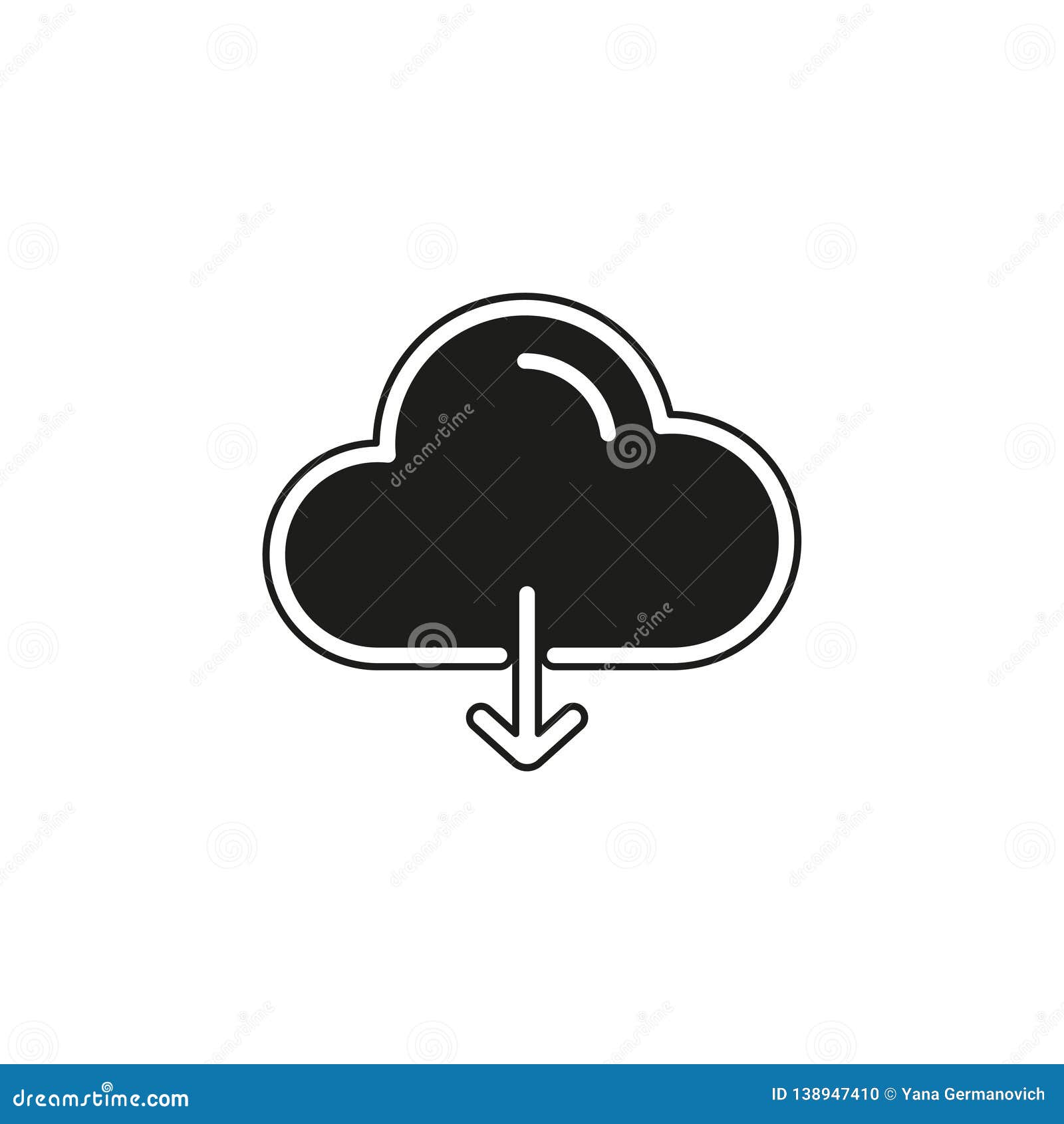 Simple Cloud Download Vector Icon Stock Vector - Illustration of ...