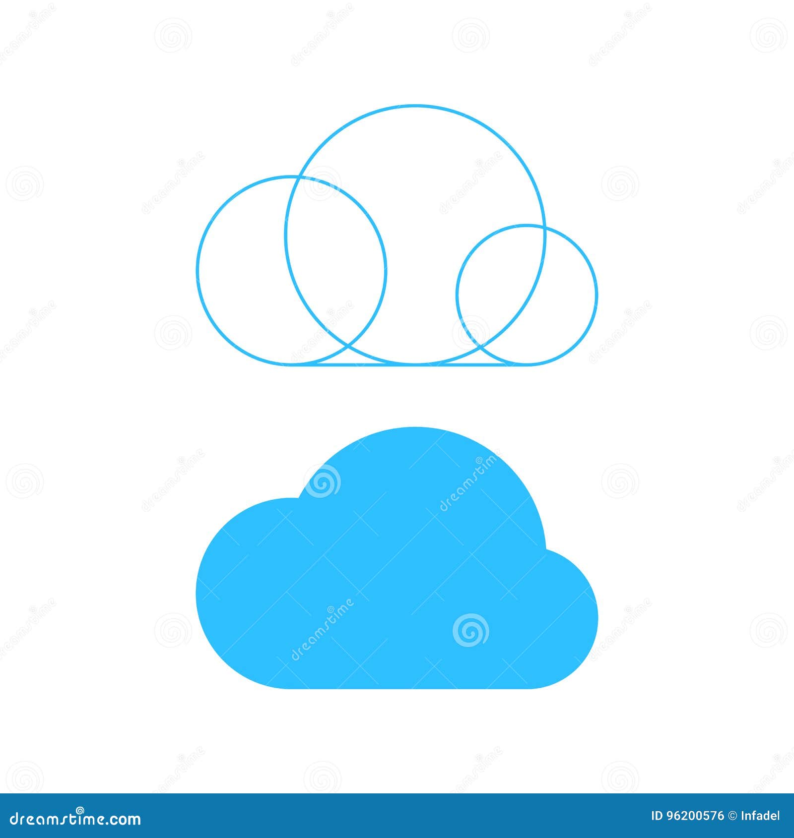 Simple Cloud Icon with Outline Base Stock Vector - Illustration of ...