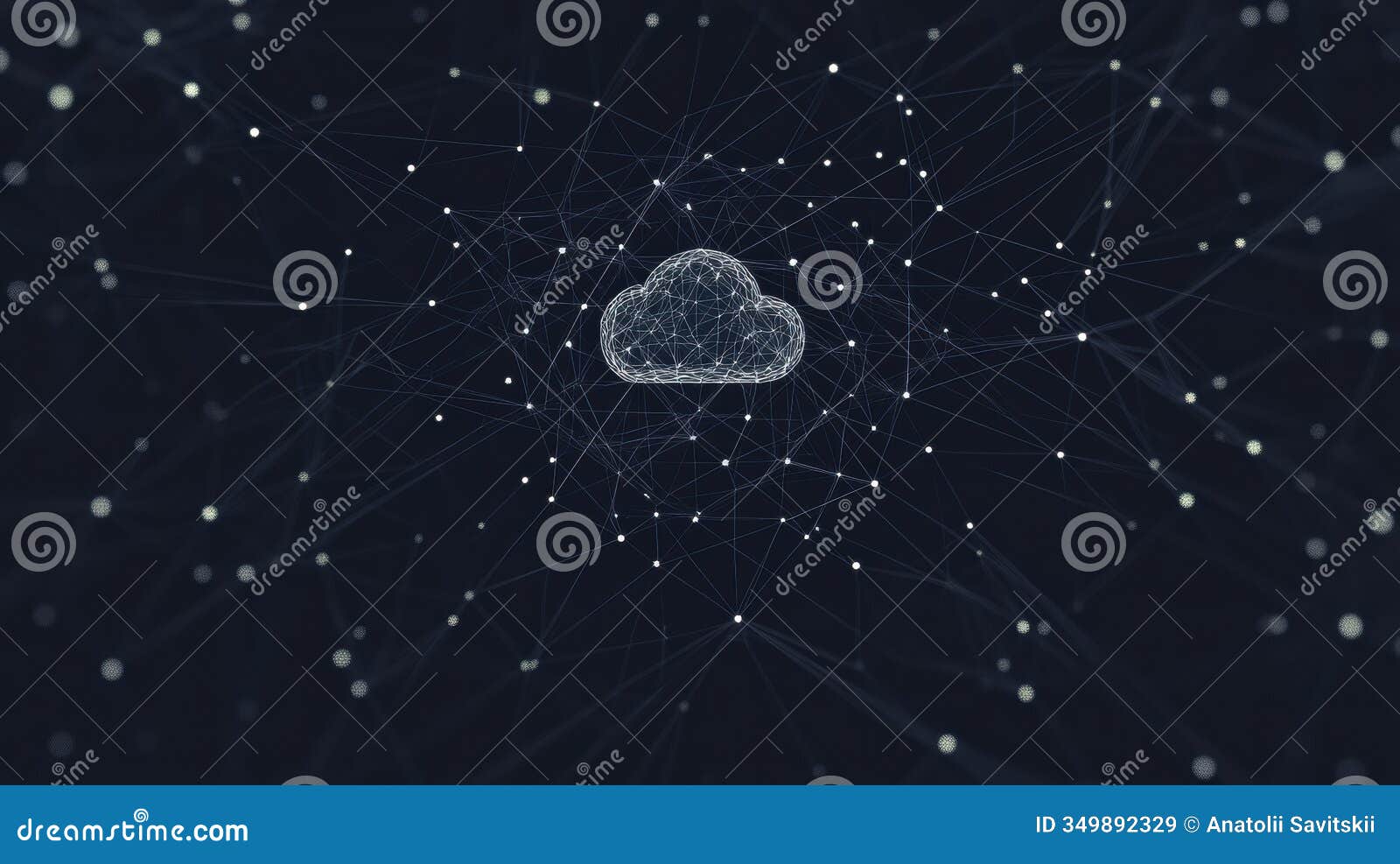 A Simple Cloud Icon Surrounded by a Network of Lights Symbolizes Cloud ...