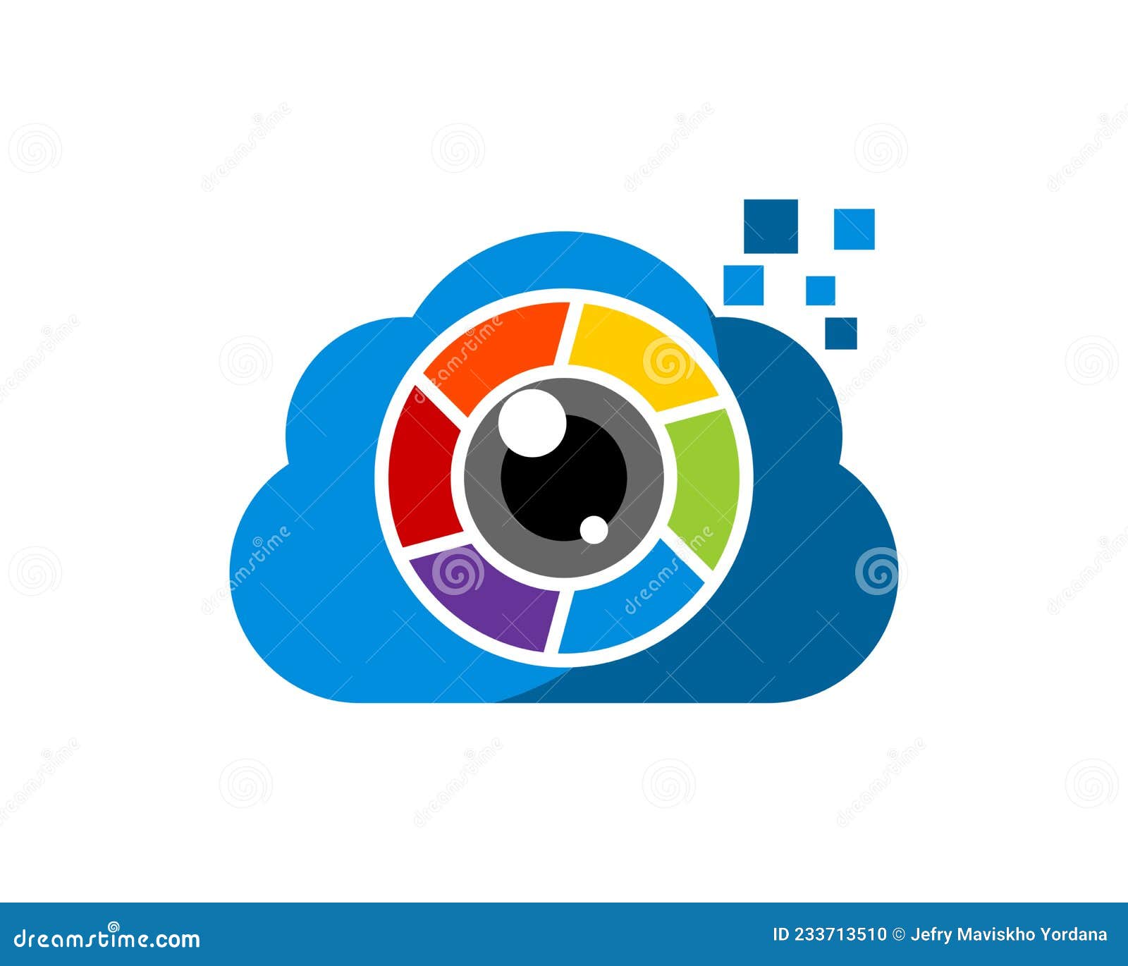Simple Cloud with with Rainbow Lens Camera Inside Stock Vector ...