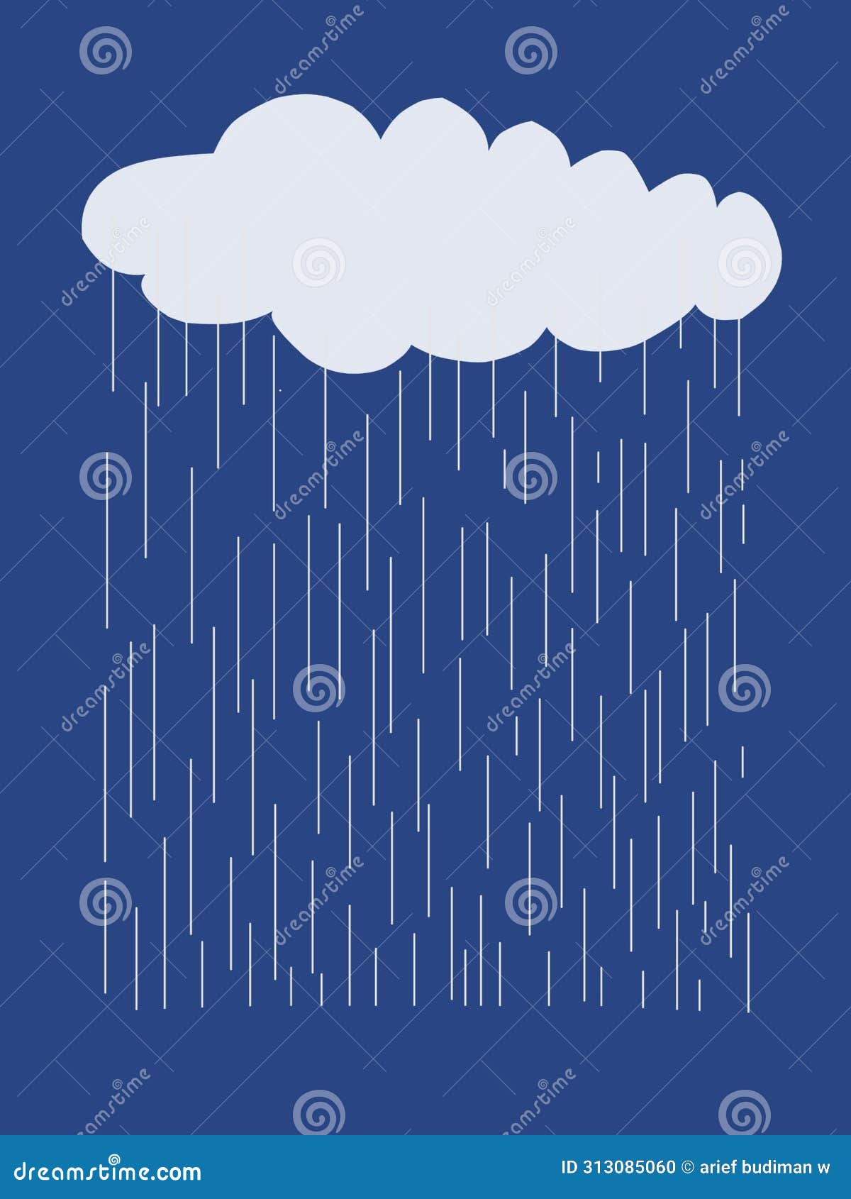 Simple Cloud and Rainy Illustrations with Blue Backgrounds. Stock ...
