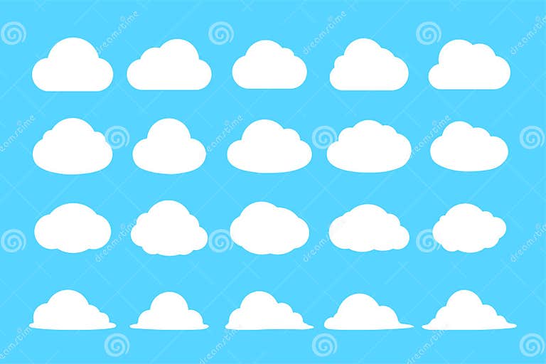Simple Cloud Set Design Vector Isolated on Background Stock ...