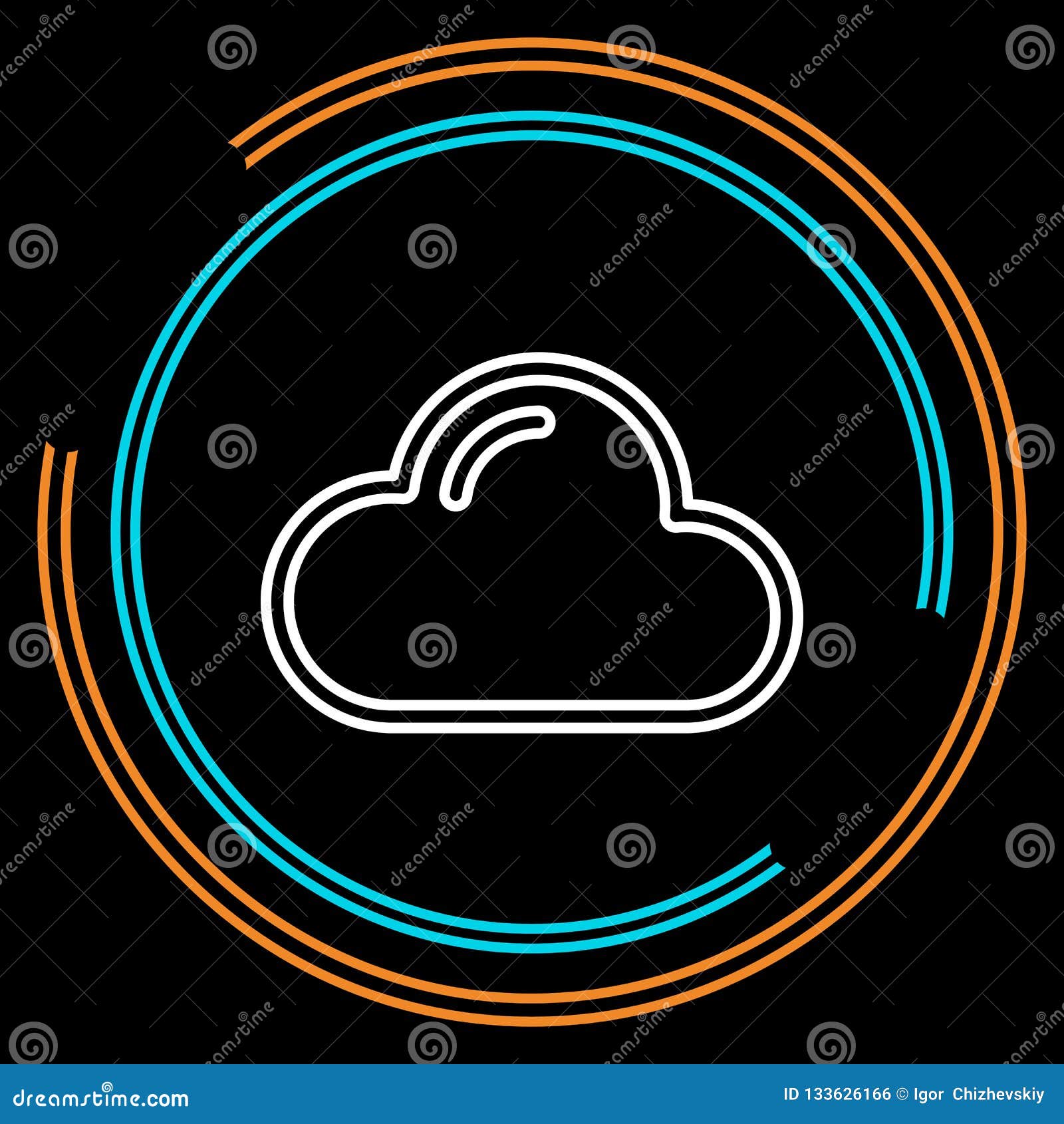 Simple Cloud Thin Line Vector Icon Stock Vector - Illustration of ...
