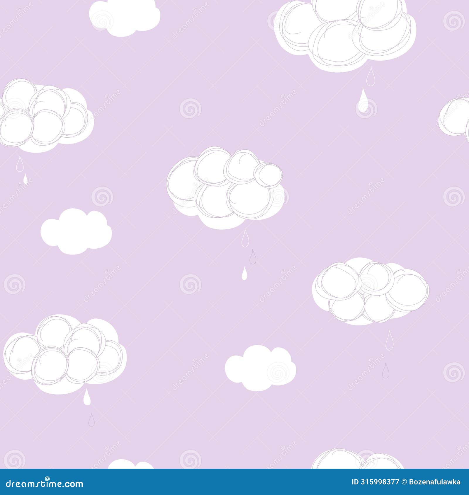 Simple Clouds Seamless Pattern Vector Repeated Background Stock ...