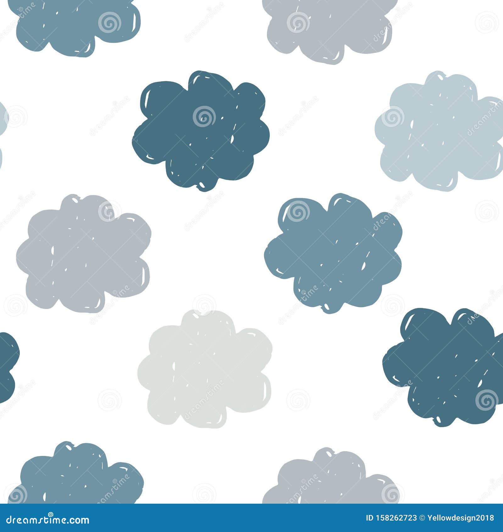 Simple Clouds Seamless Pattern. Weather Background Illustration. Stock ...