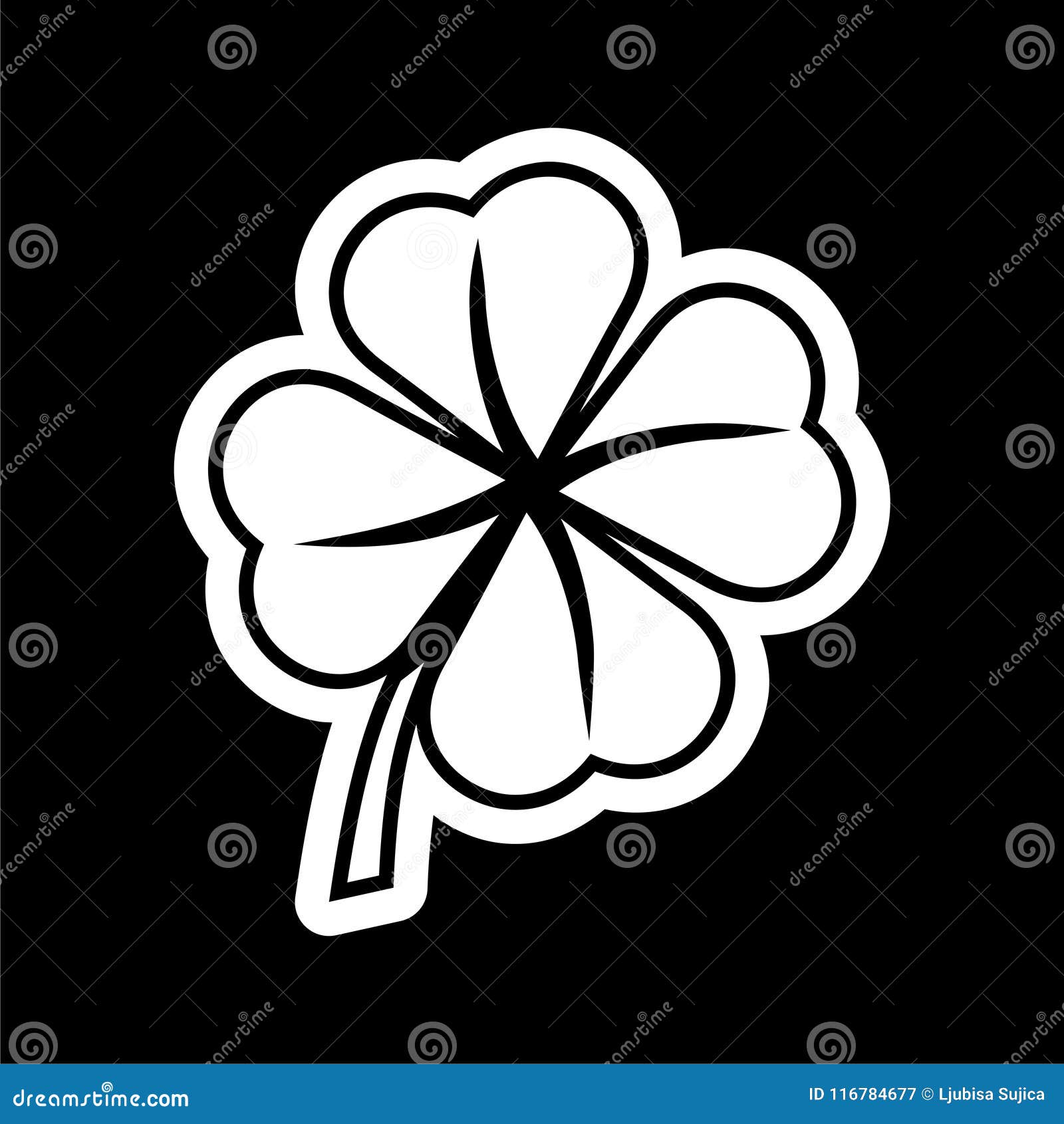 Simple Clover with Four Leaves Icon on Dark Background Stock Vector ...
