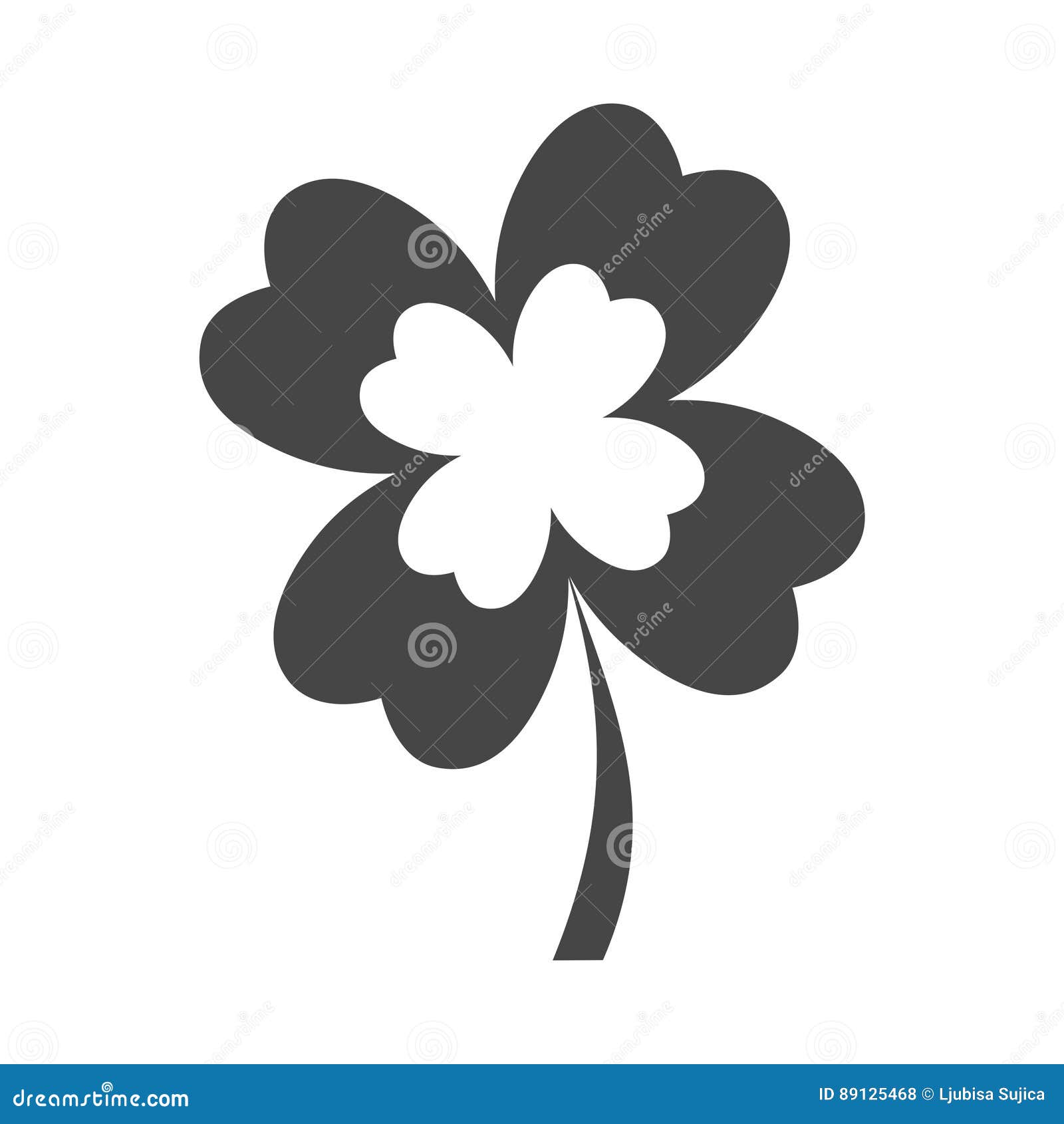 Simple Clover with Four Leaves Stock Illustration - Illustration of ...