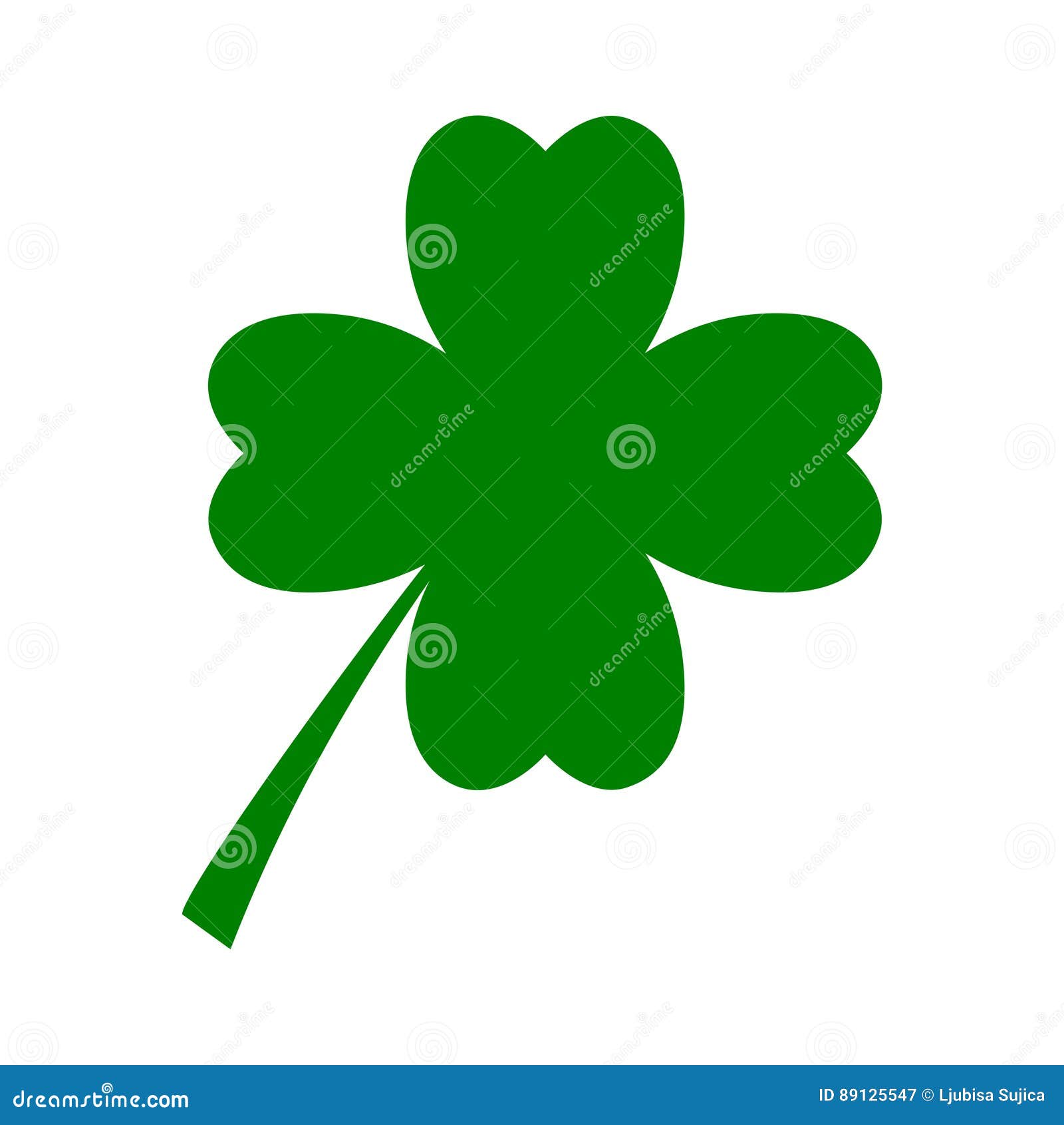 Simple Clover with Four Leaves Stock Illustration - Illustration of ...