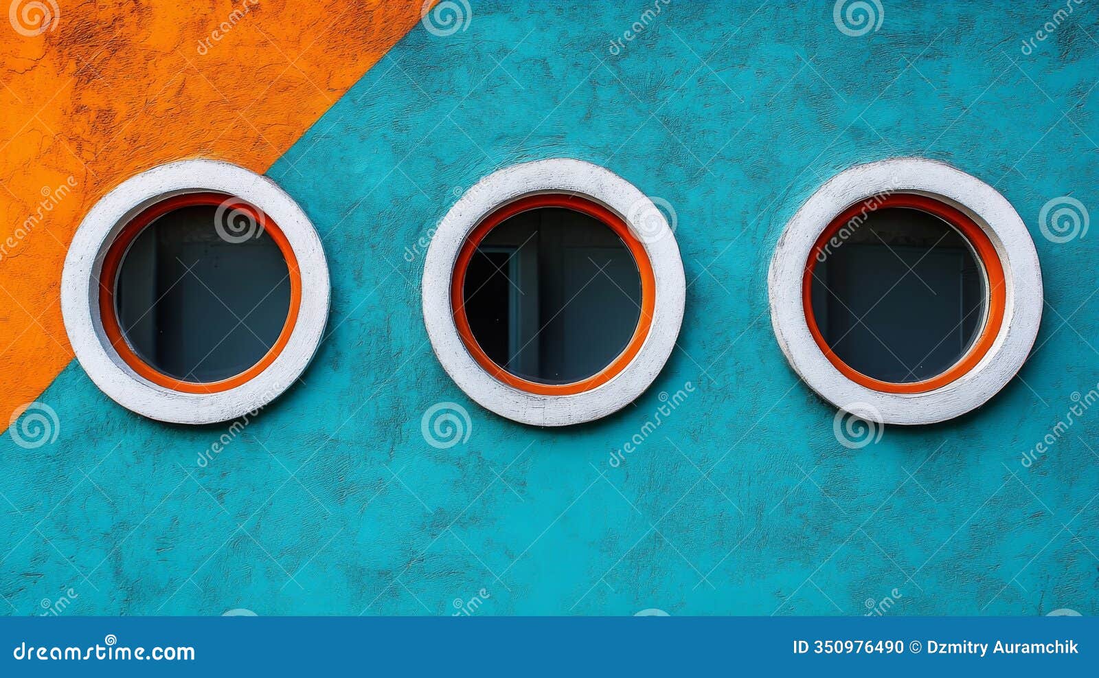 Simple Cobalt Blue Structures Featuring Round Windows Stock Photo ...
