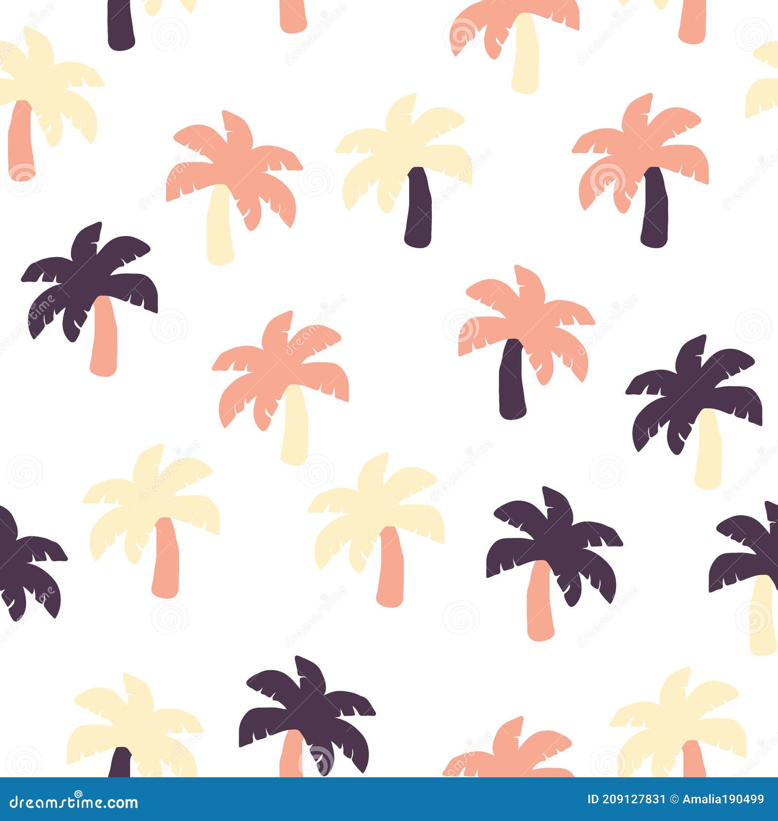 Simple Coconut Tree Doodle Repeat Pattern Design Stock Vector ...