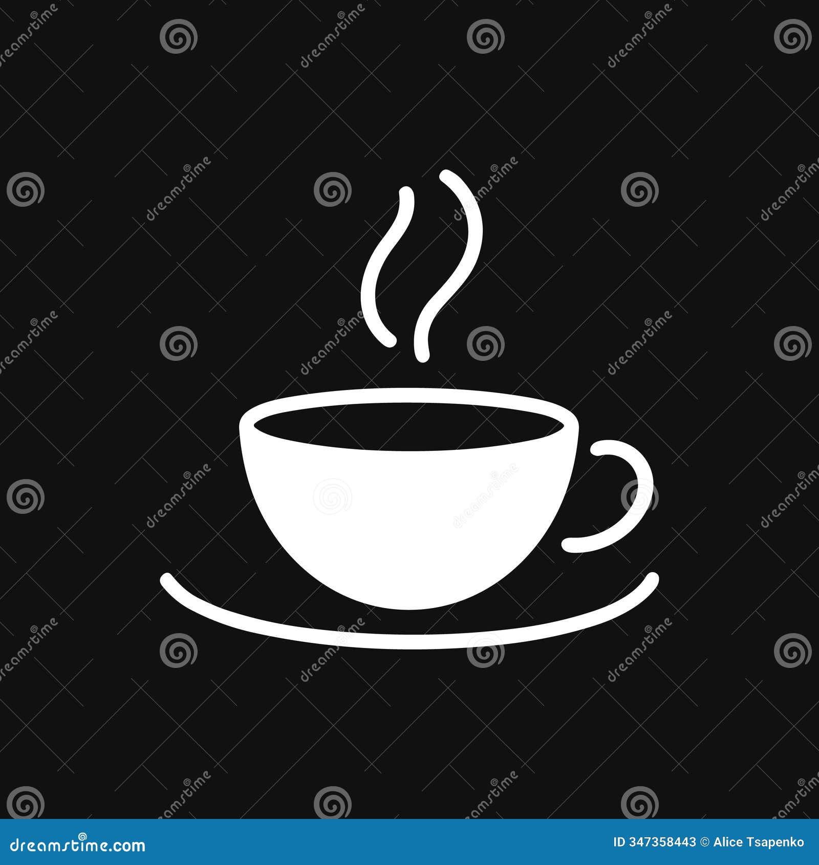 Simple Coffee Cup With Coffee Time Vector Outline Illustration Cartoon ...