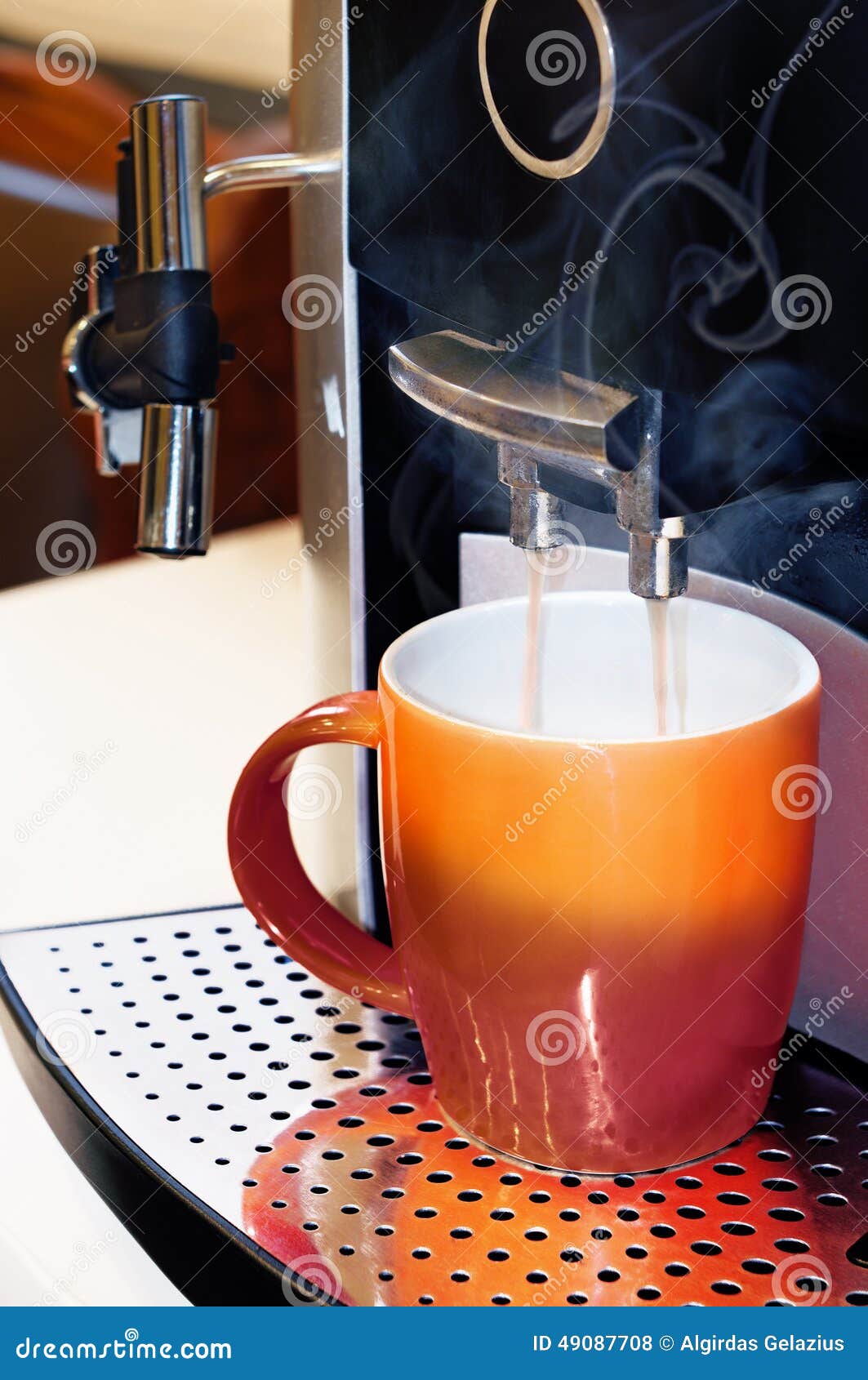 Simple Coffee Machine Preparing Coffee To Mug Stock Photos - Free ...