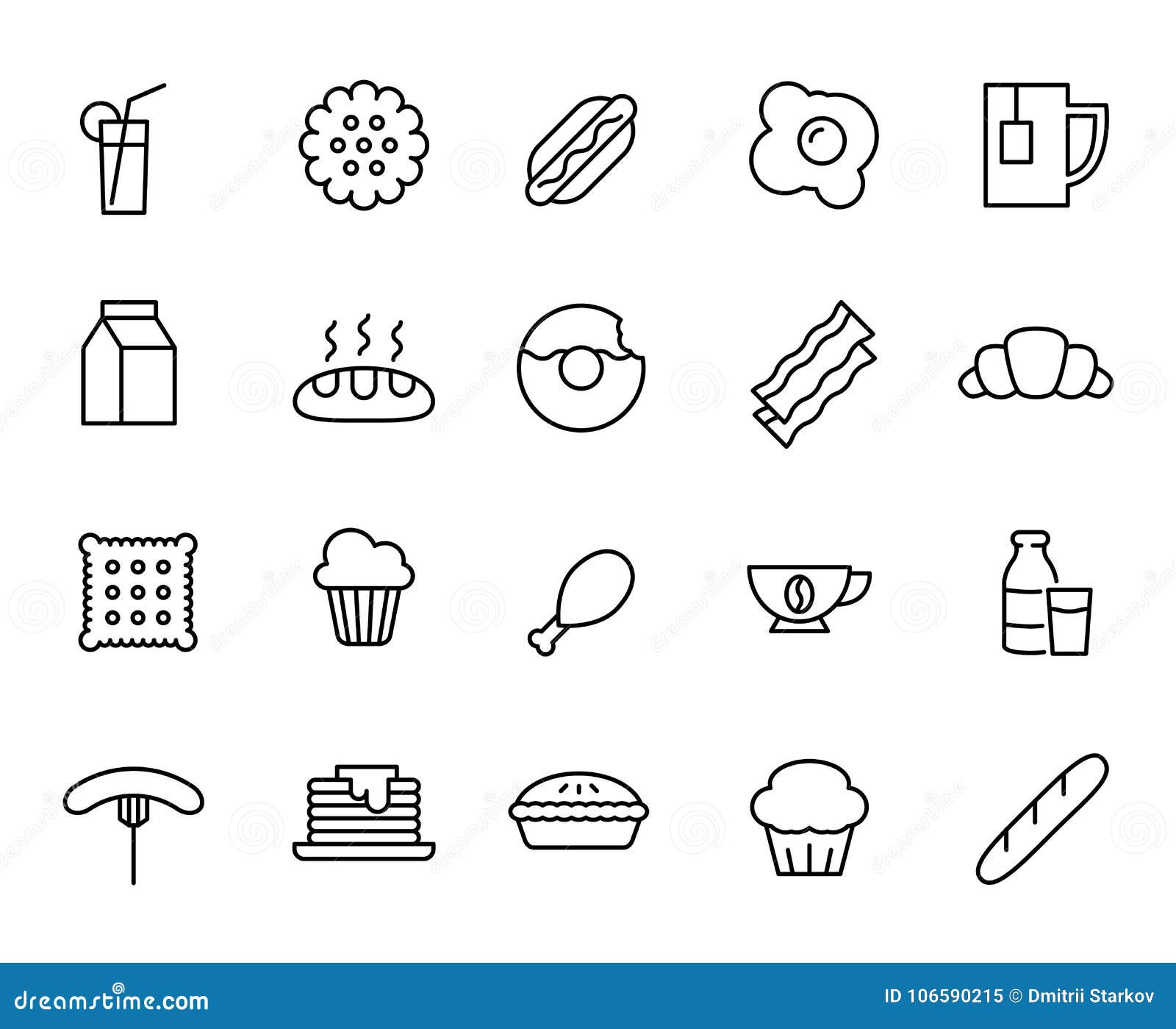 Simple Collection of Breakfast Related Line Icons. Stock Vector ...