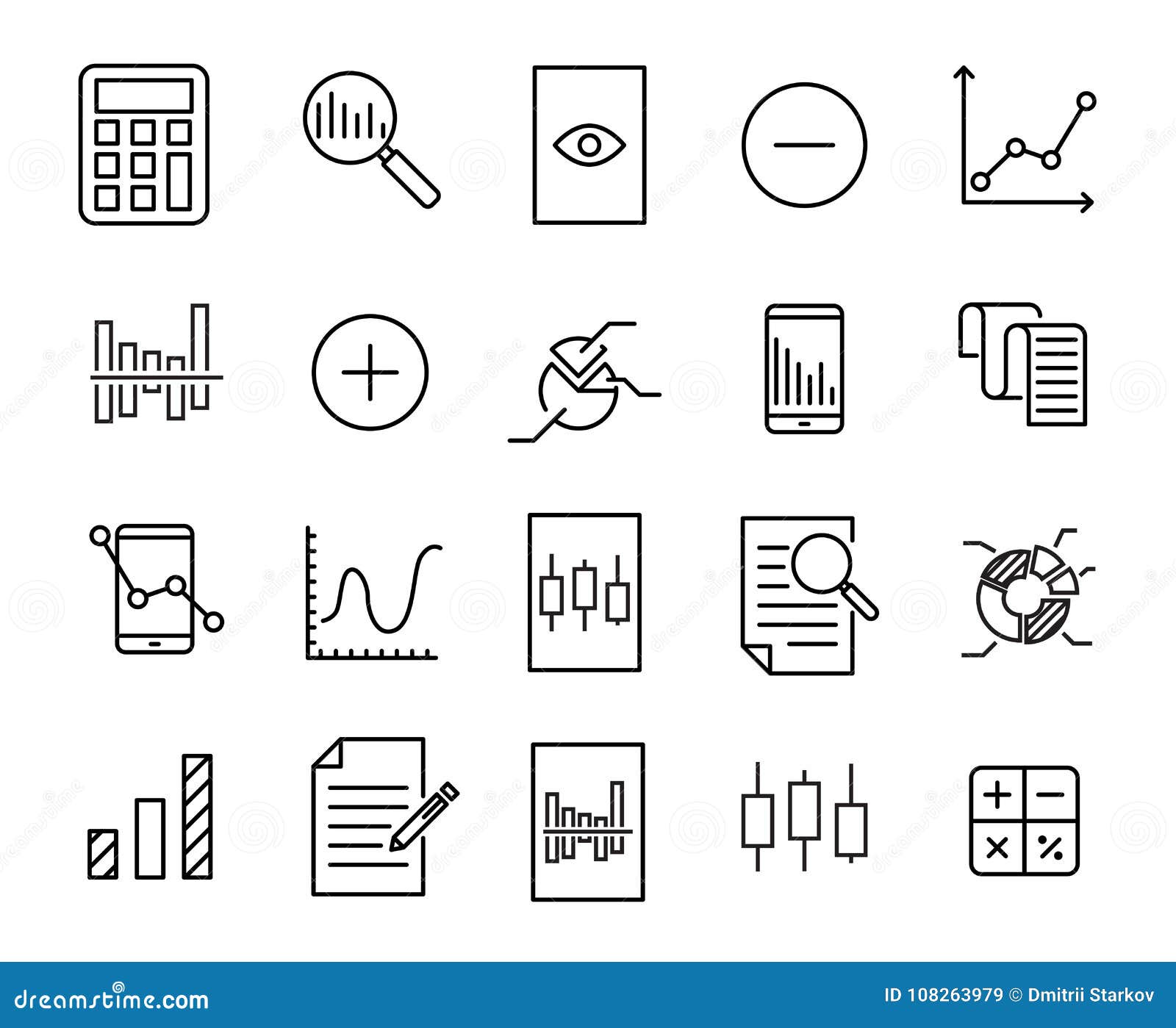 Simple Collection of Calculation Related Line Icons. Stock Vector ...