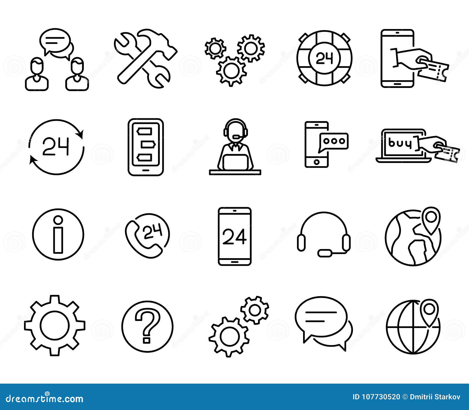 Simple Collection of Customer Service Related Line Icons. Stock Vector ...