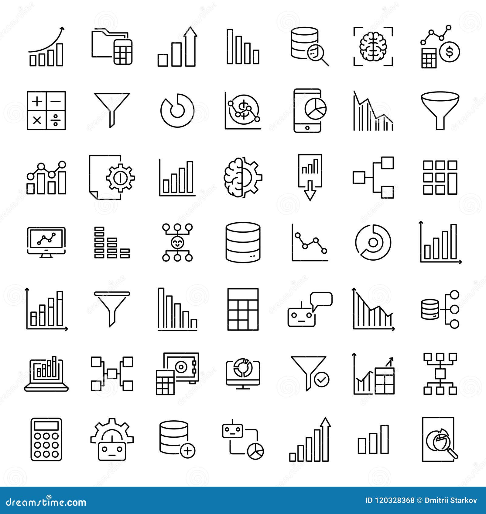 Simple Collection Of Data Analytics Related Line Icons. Stock Vector ...