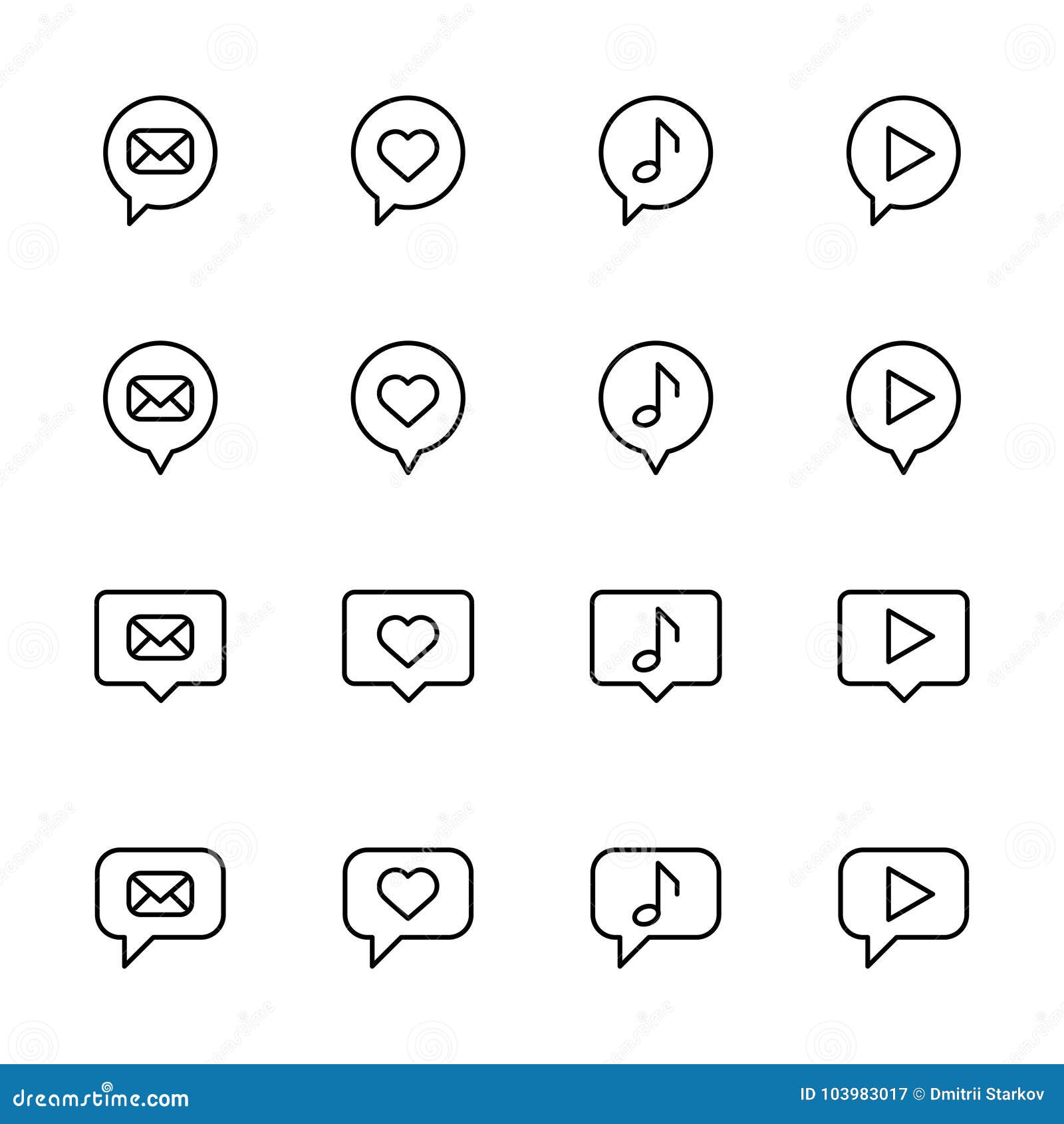 Simple Collection of Notification Related Line Icons. Stock Vector ...