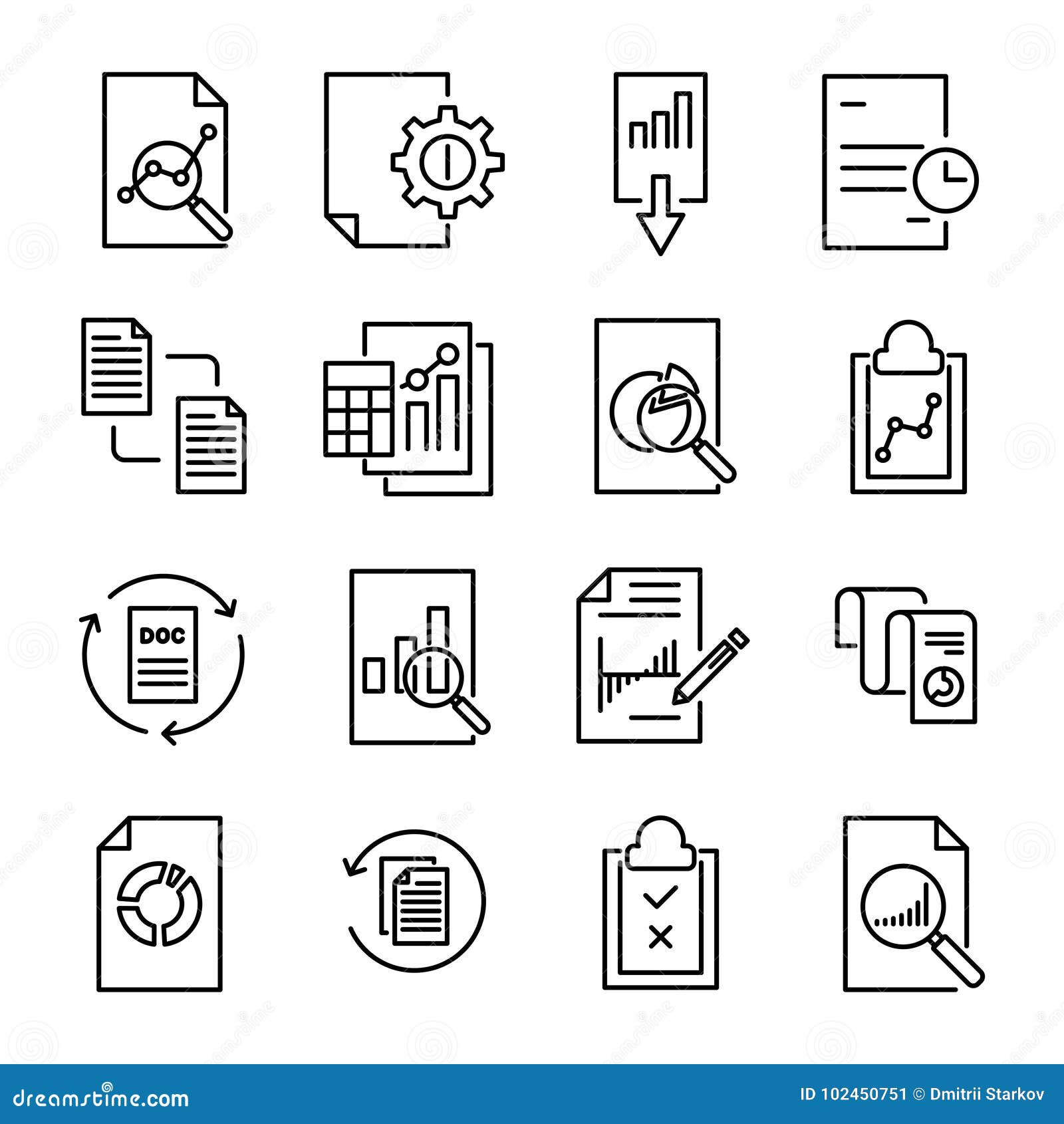 Simple Collection of Report Related Line Icons. Stock Vector ...