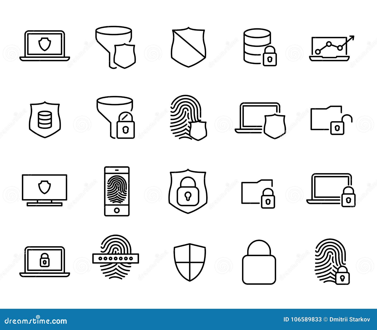 Simple Collection of Security Computer Related Line Icons. Stock Vector ...