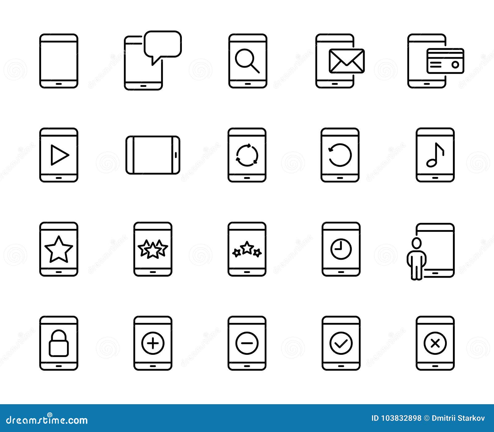 Simple Collection of Tablet Related Line Icons. Stock Vector ...