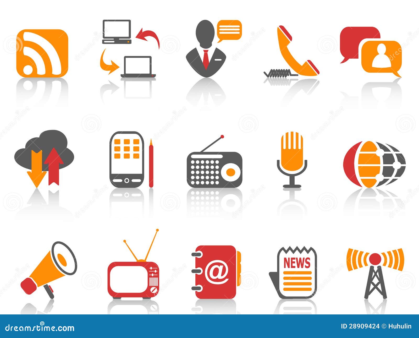 Simple Color Communication Icons Set Stock Images - Image: 28909424