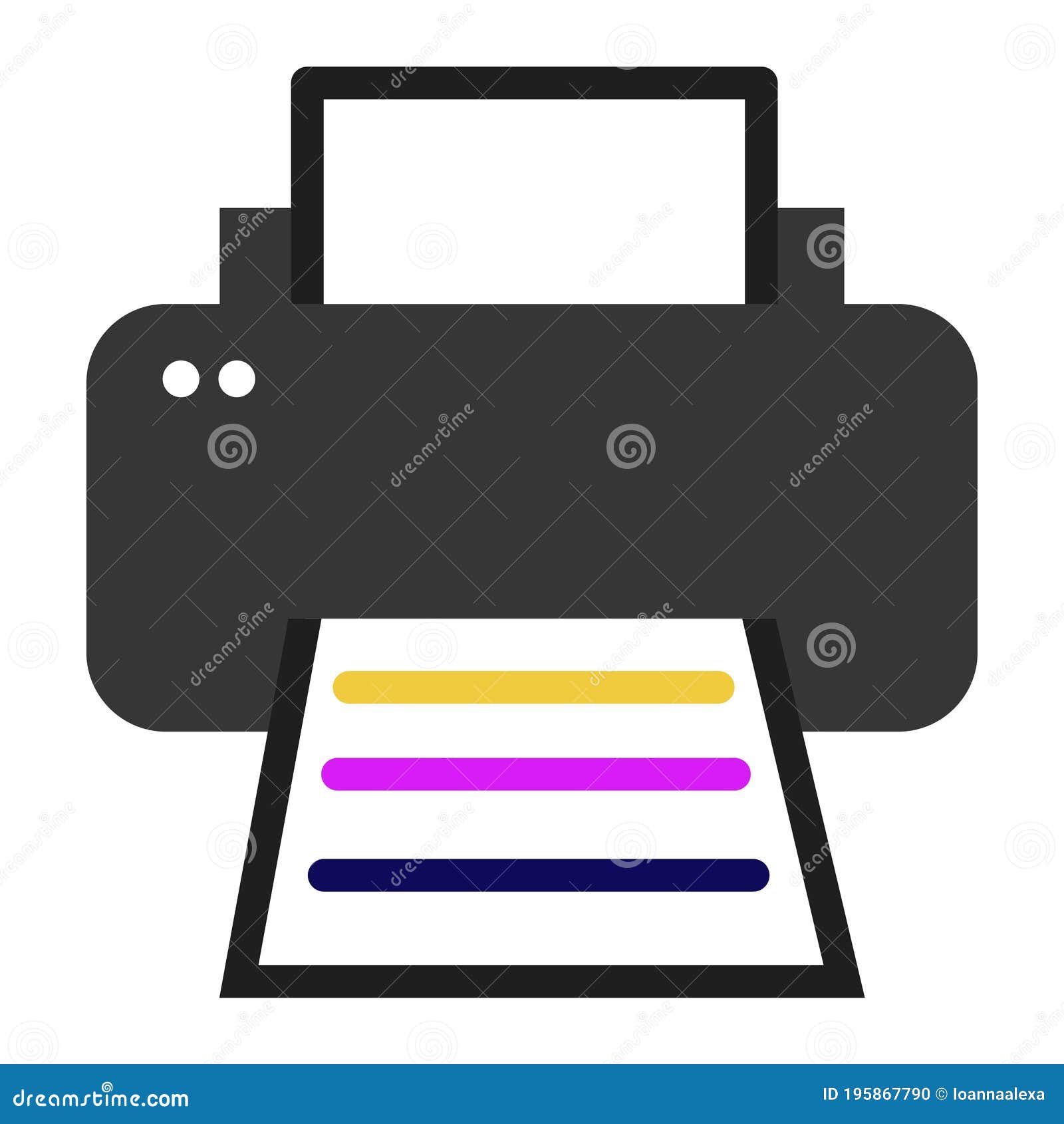 Flat Printer Icon. Printer With Paper A4 Sheet And Printed Text ...
