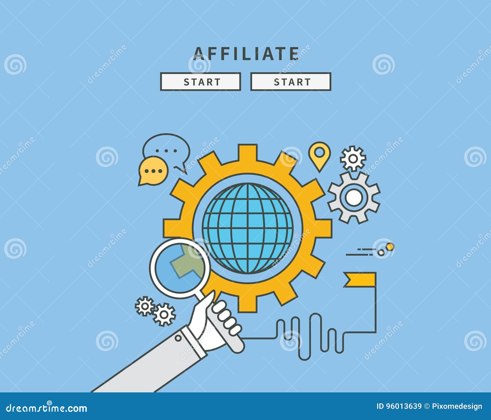 Simple Color Line Flat Design of Affiliate, Modern Illustration Stock ...