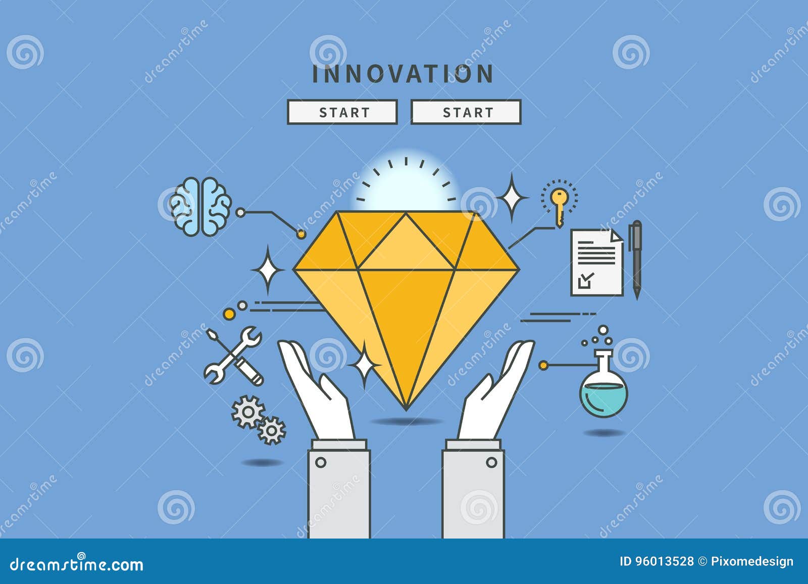 Simple Color Line Flat Design of Innovation, Modern Illustration Stock ...