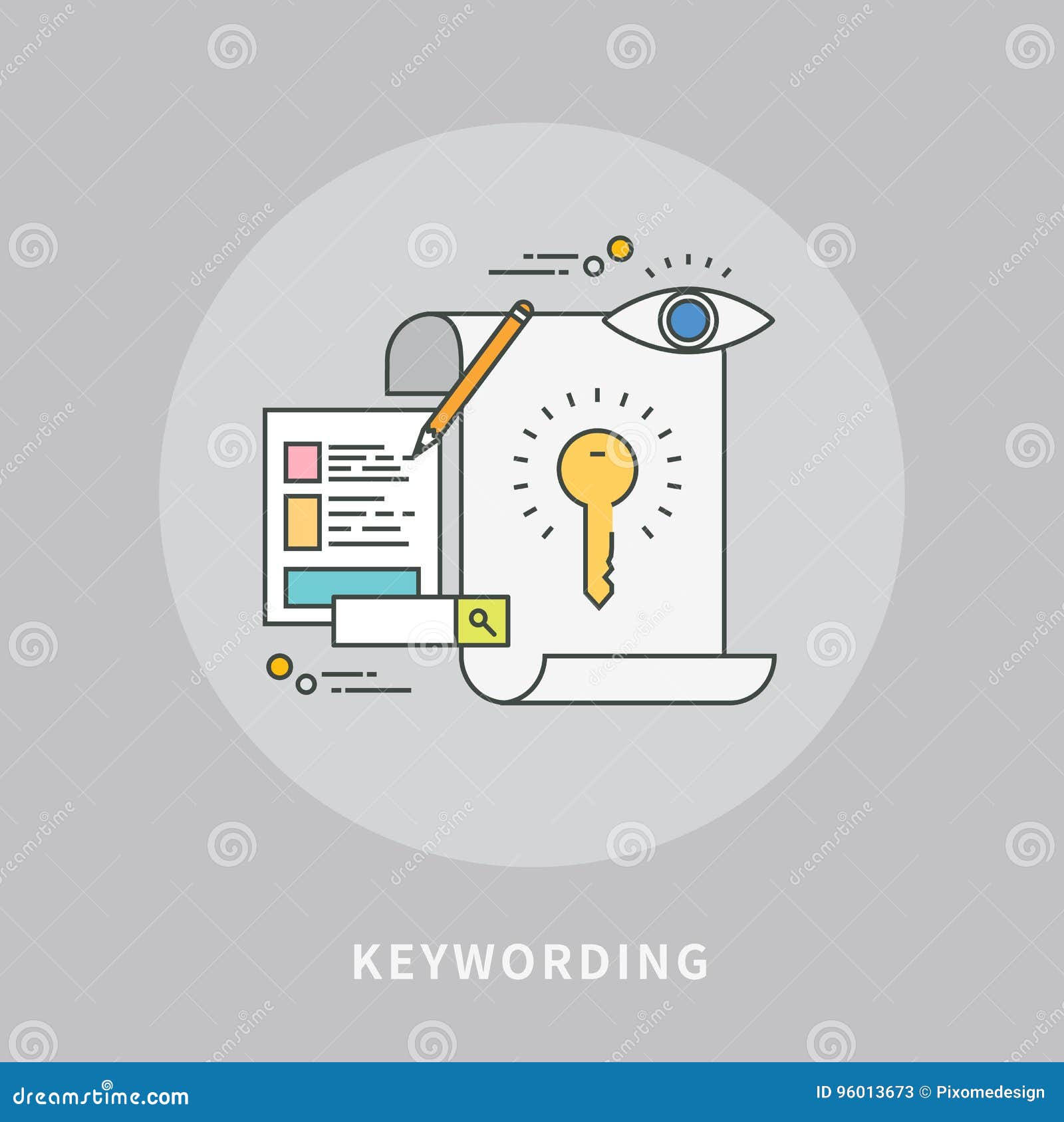 Simple Color Line Flat Design of Keywording, Modern Illustration Stock ...