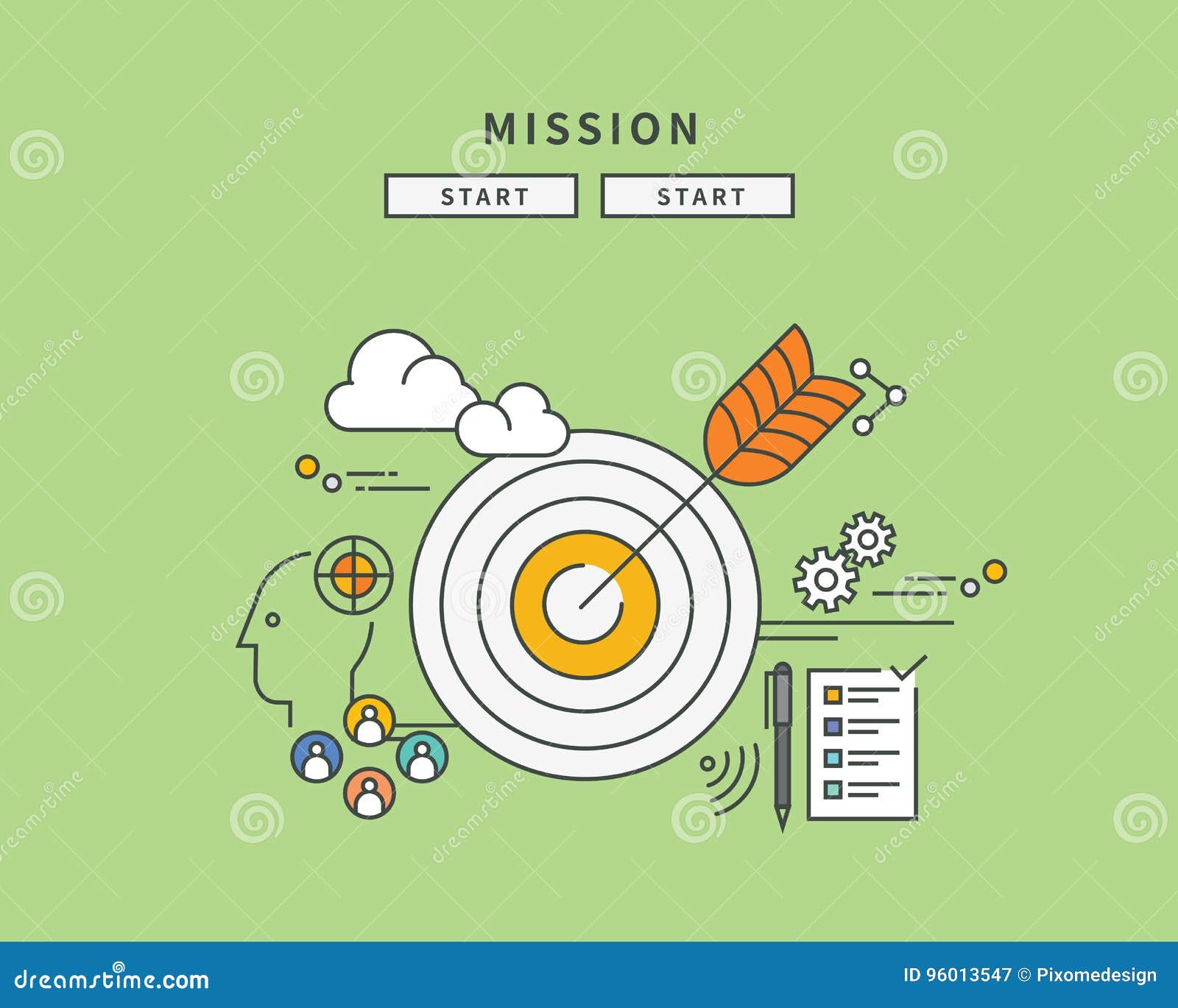 Simple Color Line Flat Design of Mission, Modern Illustration Stock ...