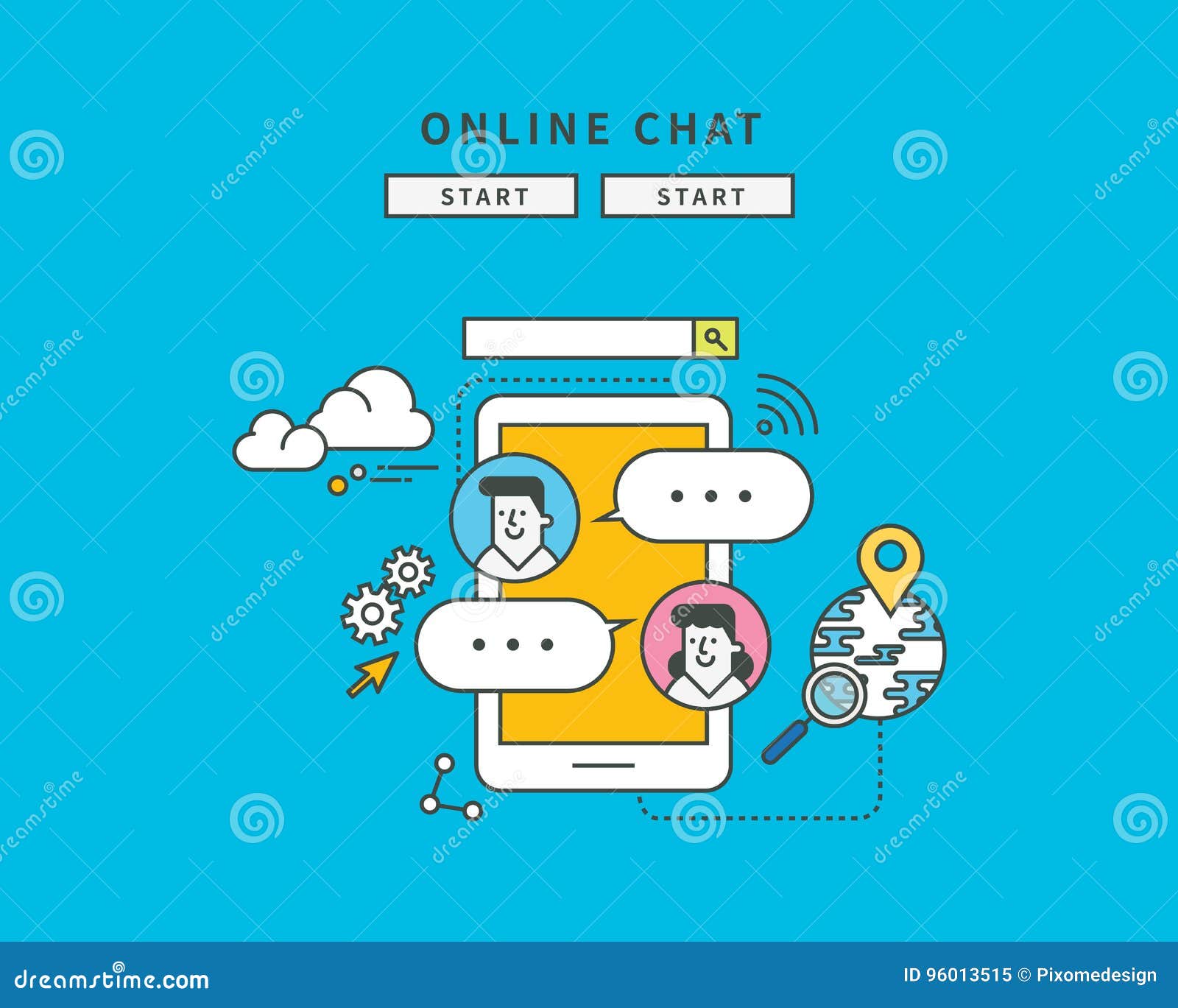 Simple Color Line Flat Design of Online Chat, Modern Illustration Stock ...