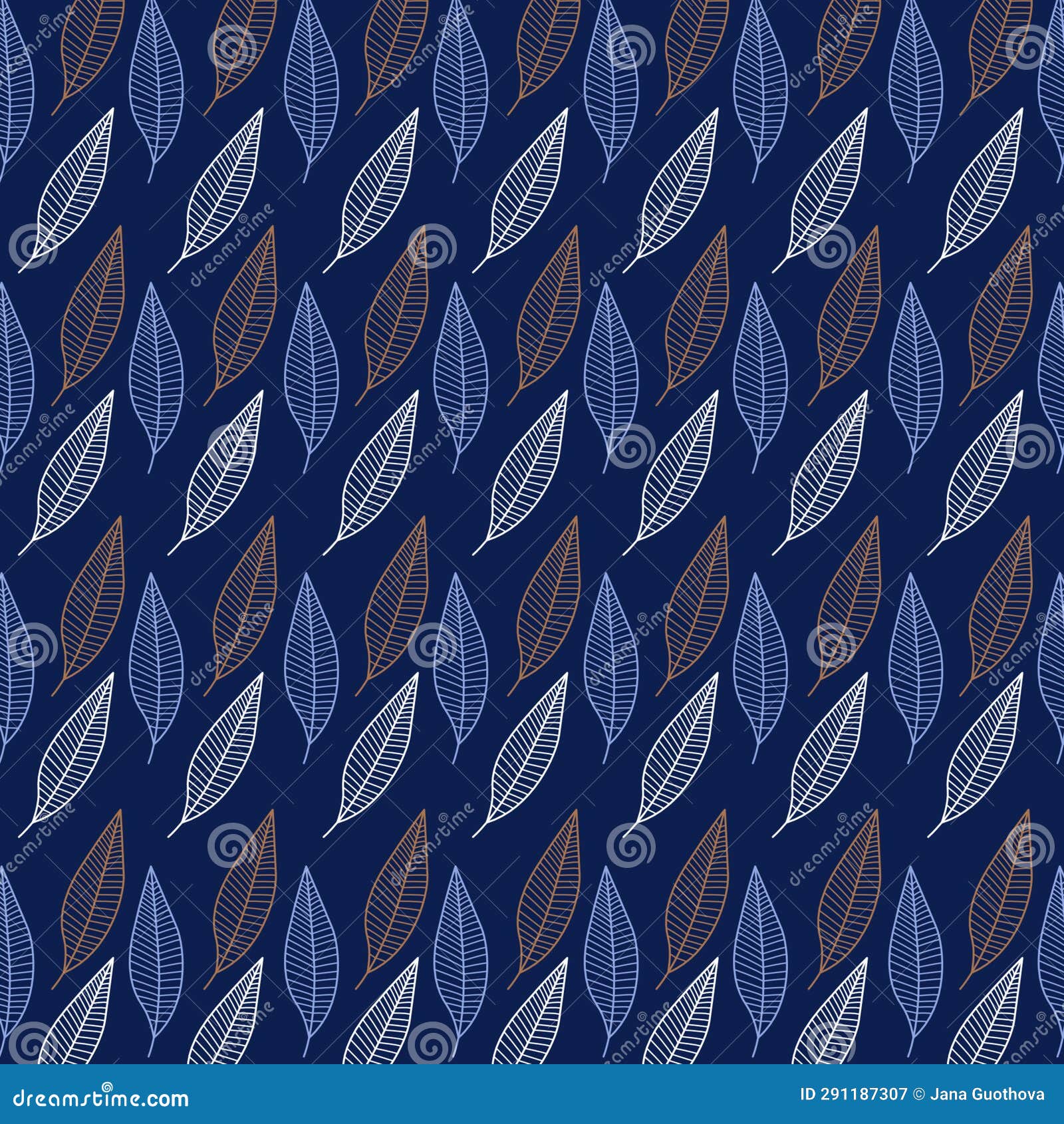 SIMPLE COLORED AUTUMN LEAVES BLUE PATTERN TEXTURE WALLART VECTOR Stock ...